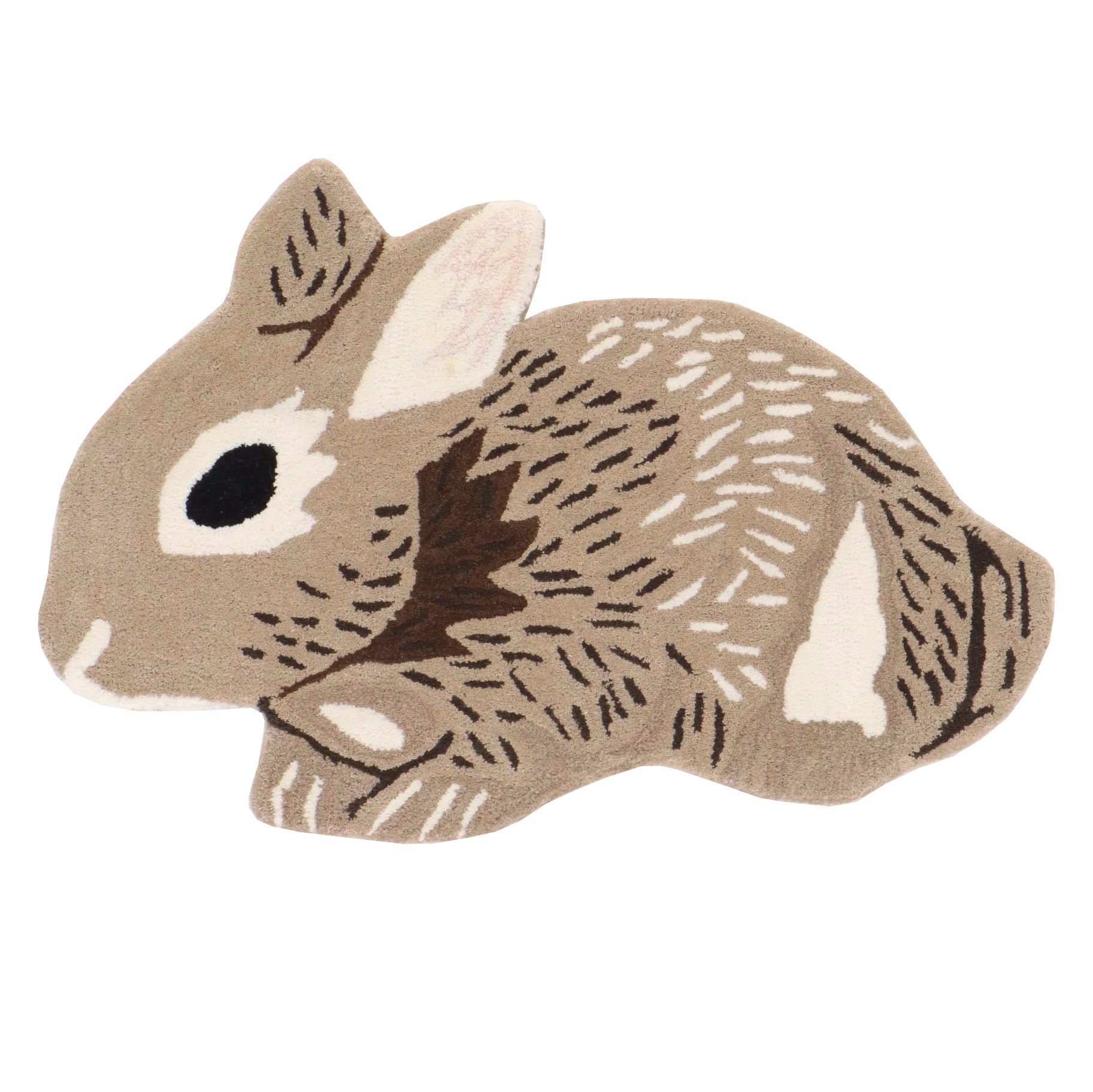 2' x 3' Hand-Tufted Bunny Rabbit Shaped Accent Rug | EBTH