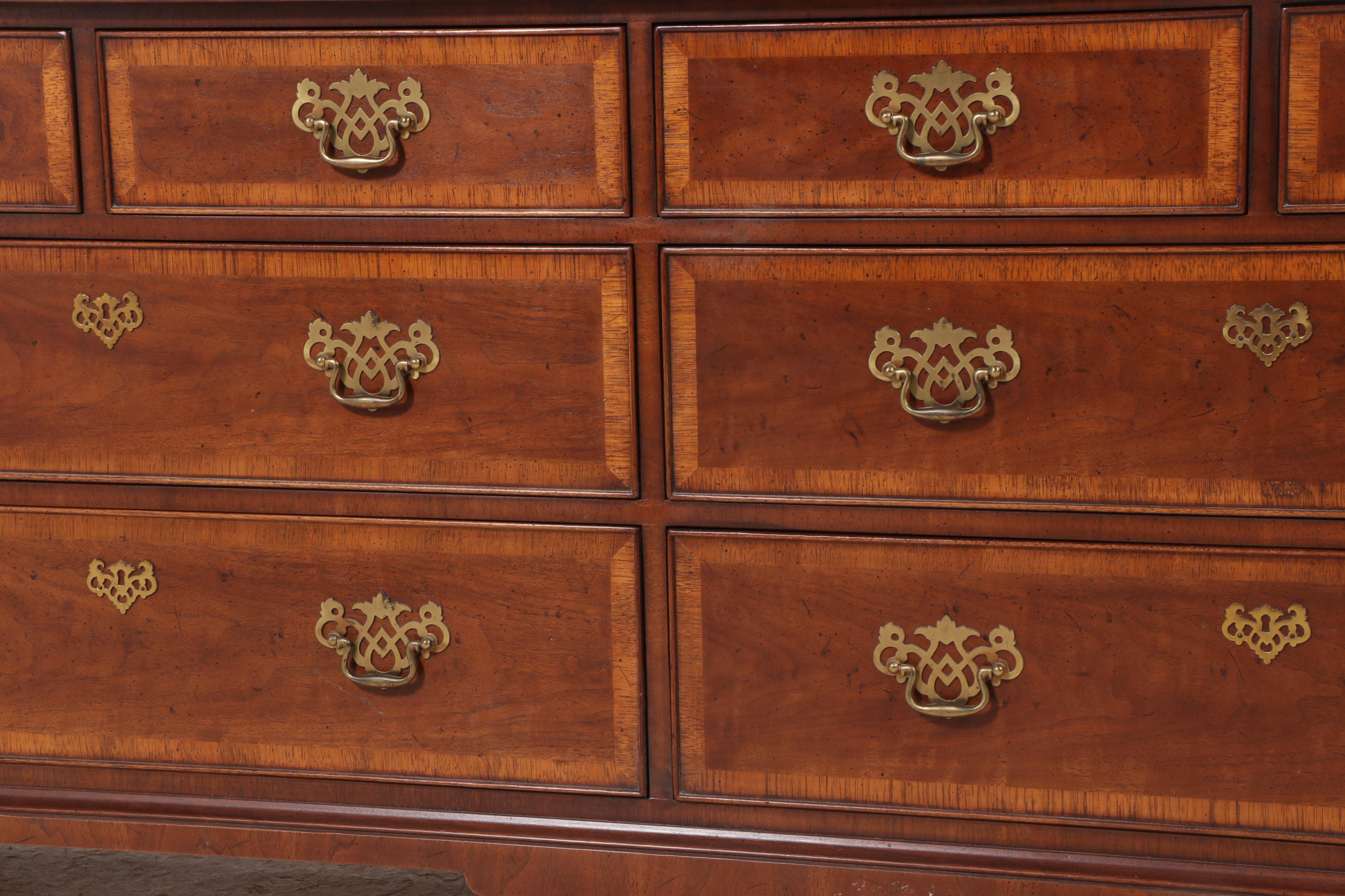 Henredon "18th Century Portfolio" Walnut and Crossbanded Eight-Drawer ...