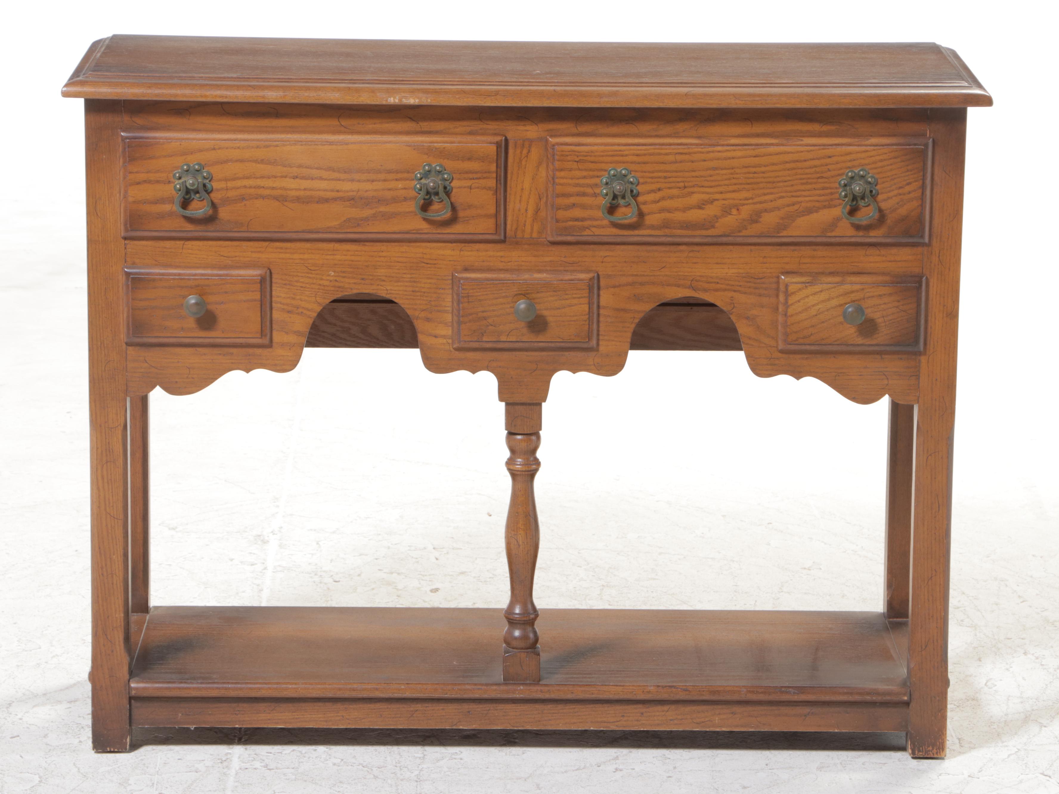 Conant Ball "Cotswold" Oak Five-Drawer Console Table, Late 20th Century ...