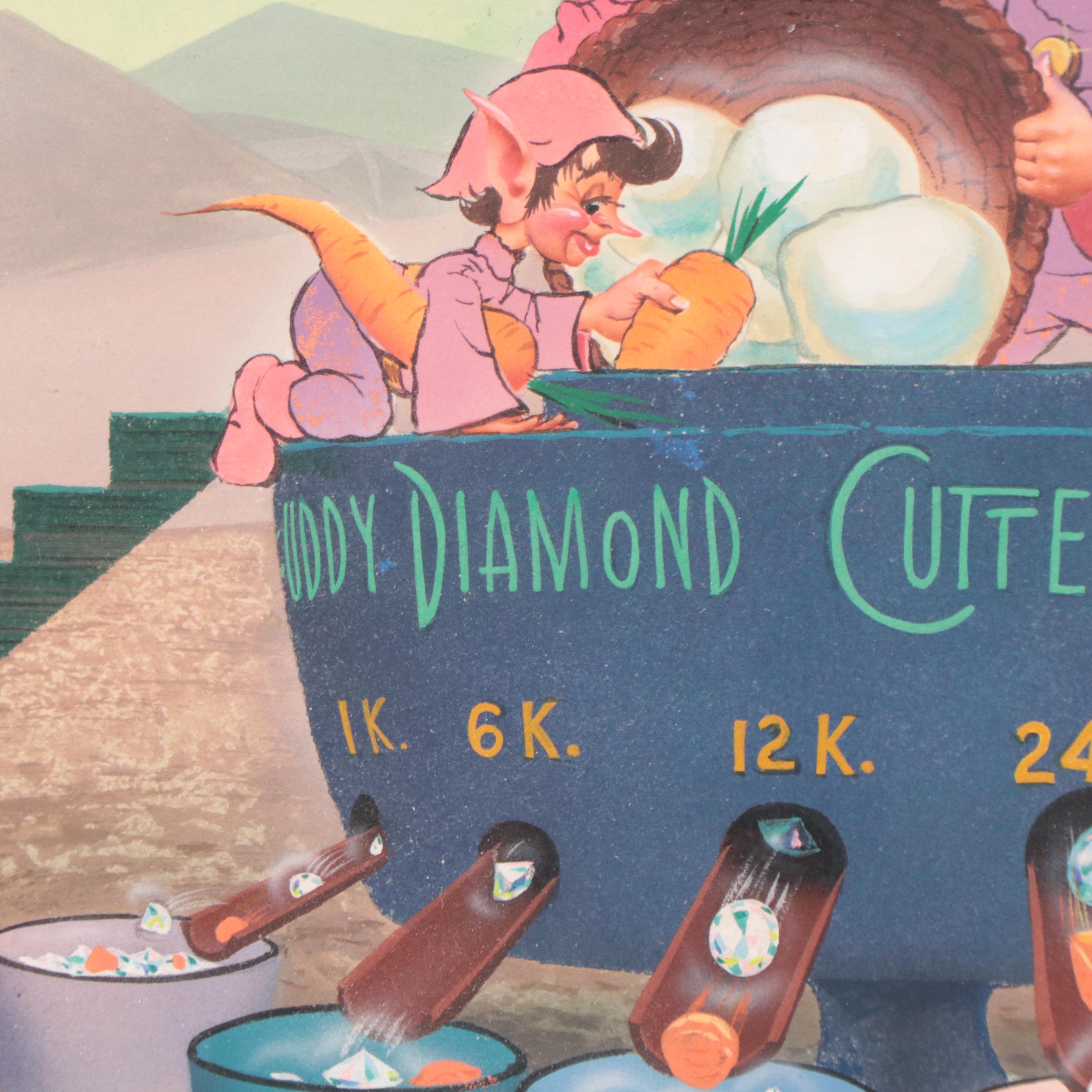 Bill Layne Gouache Painting of Elves Cutting Diamonds | EBTH