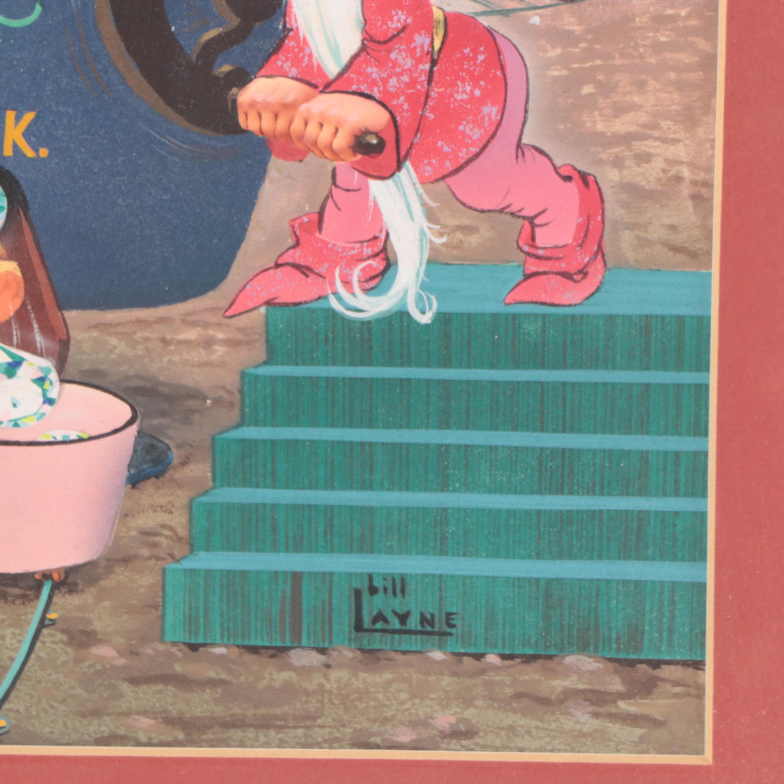 Bill Layne Gouache Painting of Elves Cutting Diamonds | EBTH