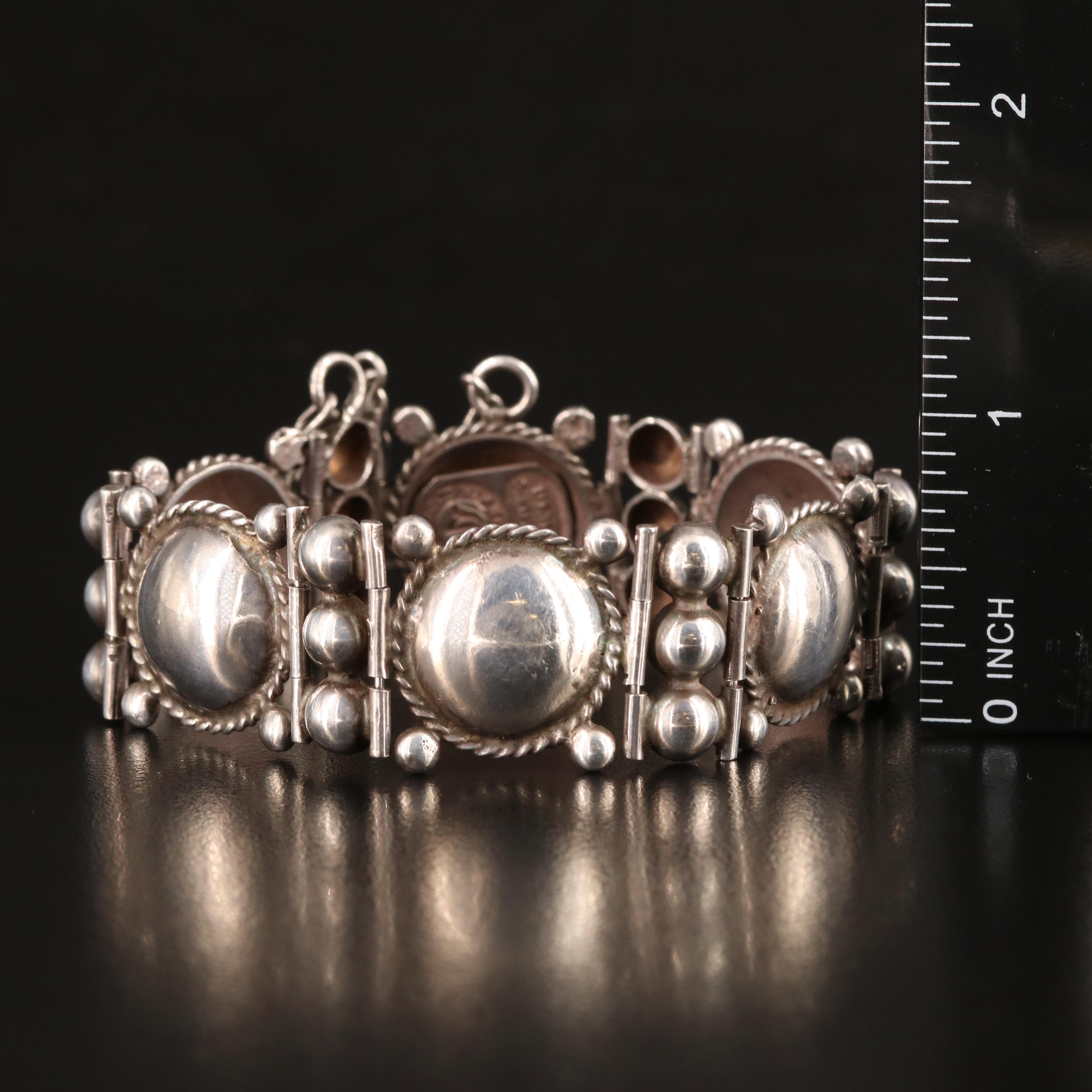 1940s William Spratling 950 Silver Domed Panel Bracelet | EBTH