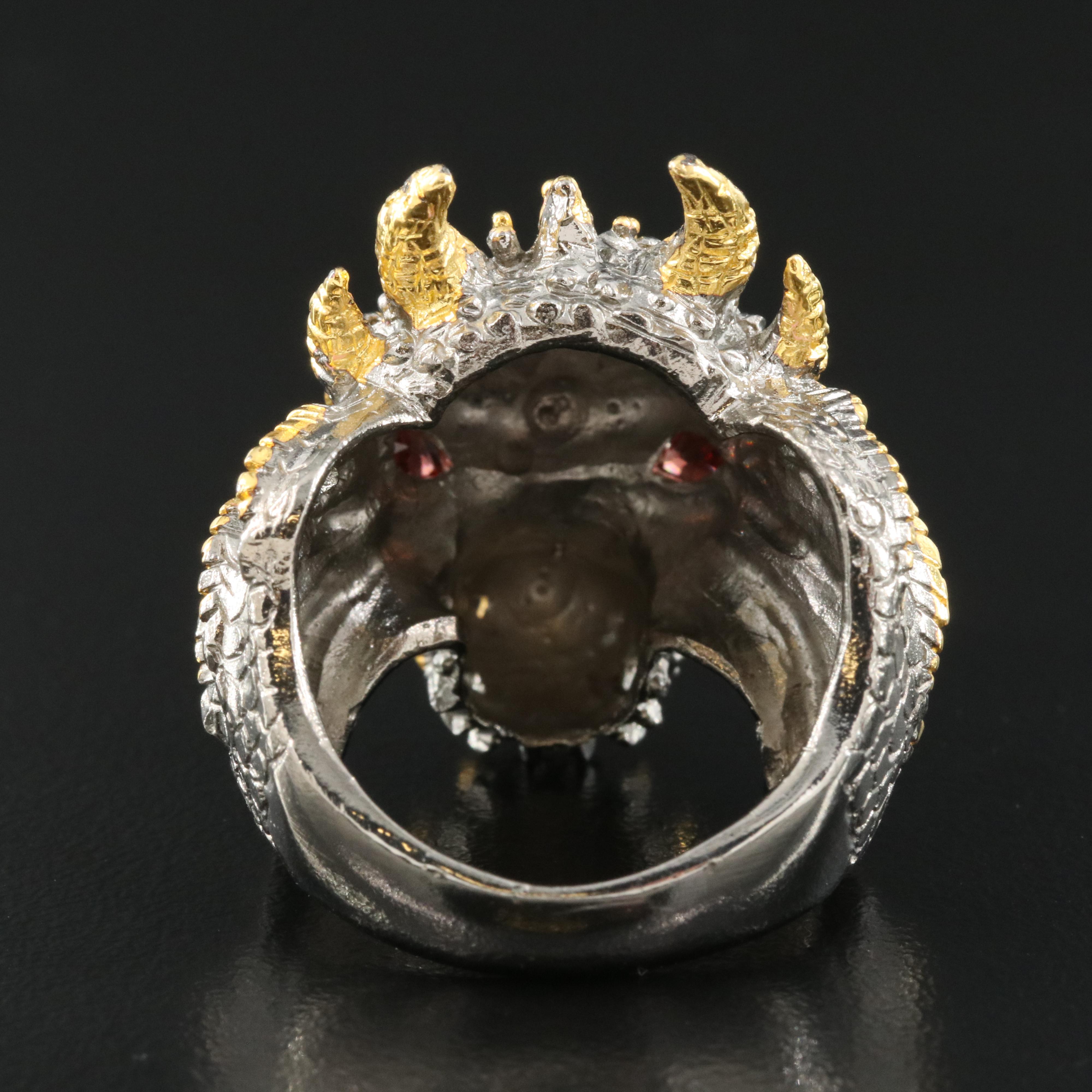 Sterling Garnet Dragons Head Ring | EBTH