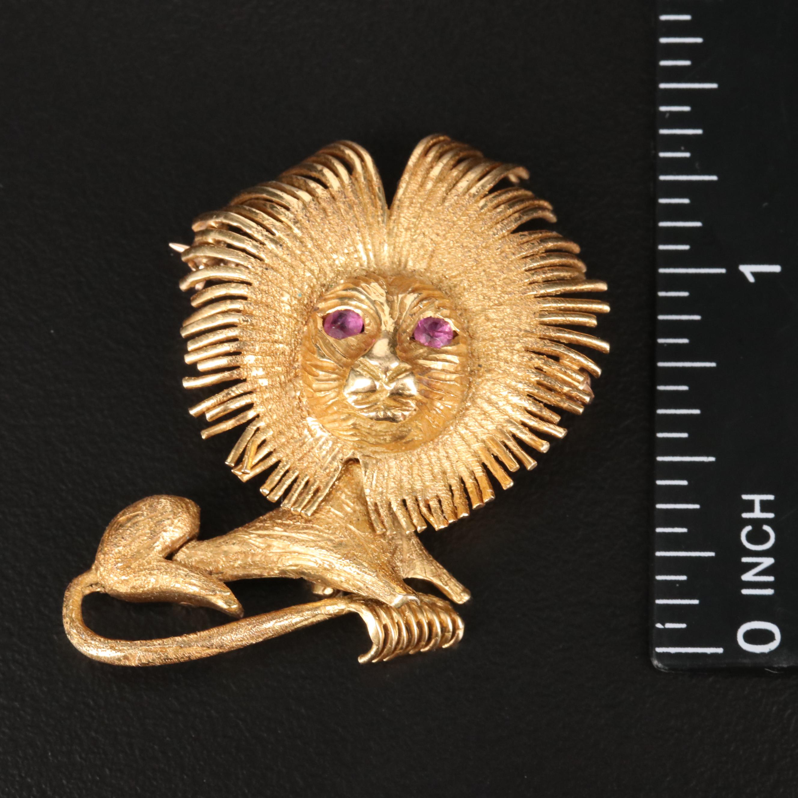 J. Rossi 18K Ruby Articulated Lion Brooch | EBTH