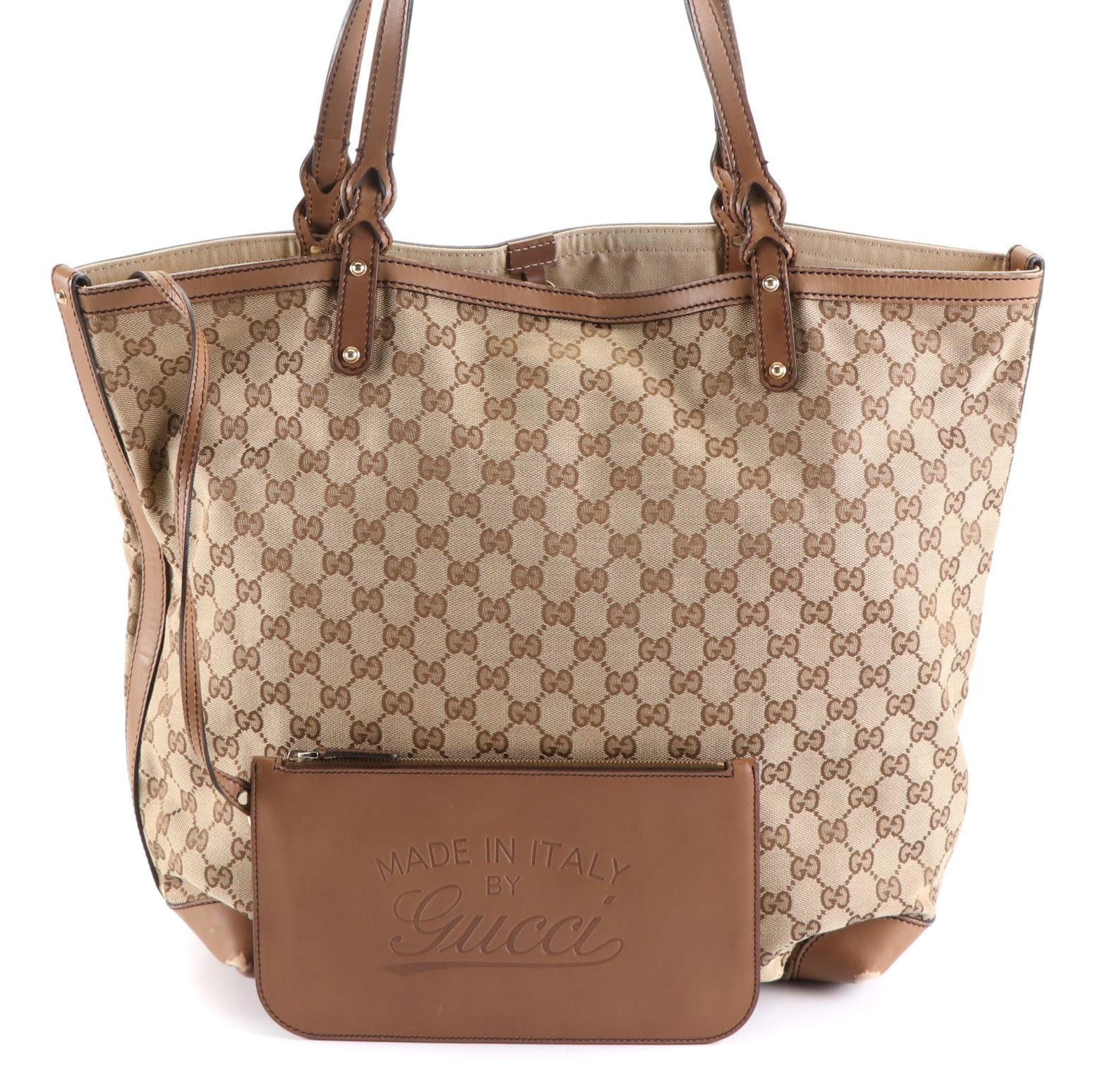 Gucci Craft Tote in GG Monogram Canvas and Leather with Zip Pouch | EBTH