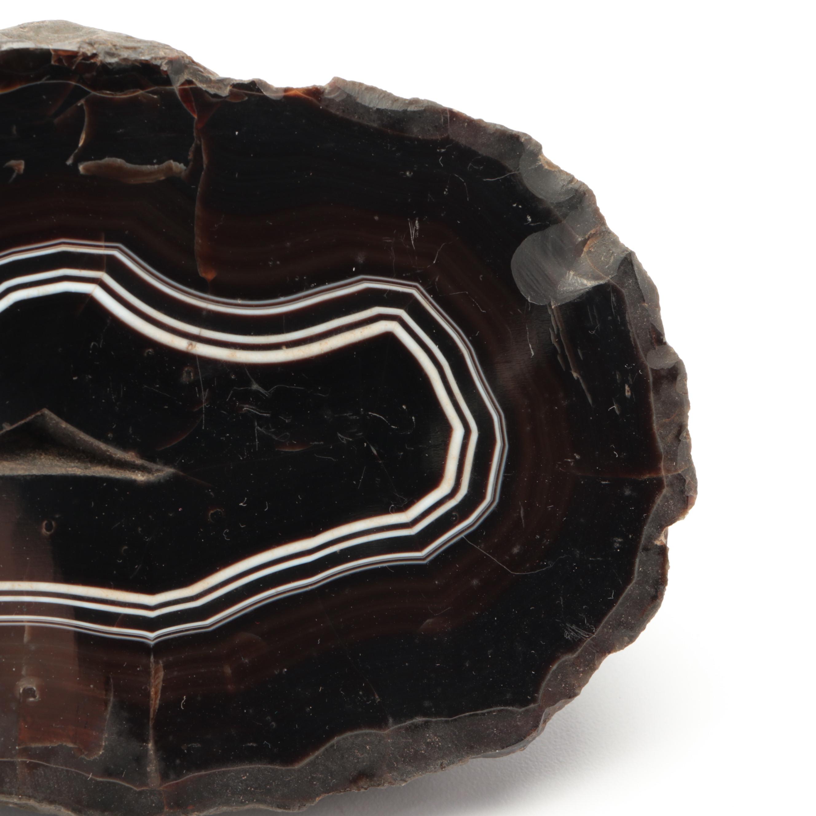 Black Banded Agate "Tuxedo Jasper Stone" Geode Specimen | EBTH