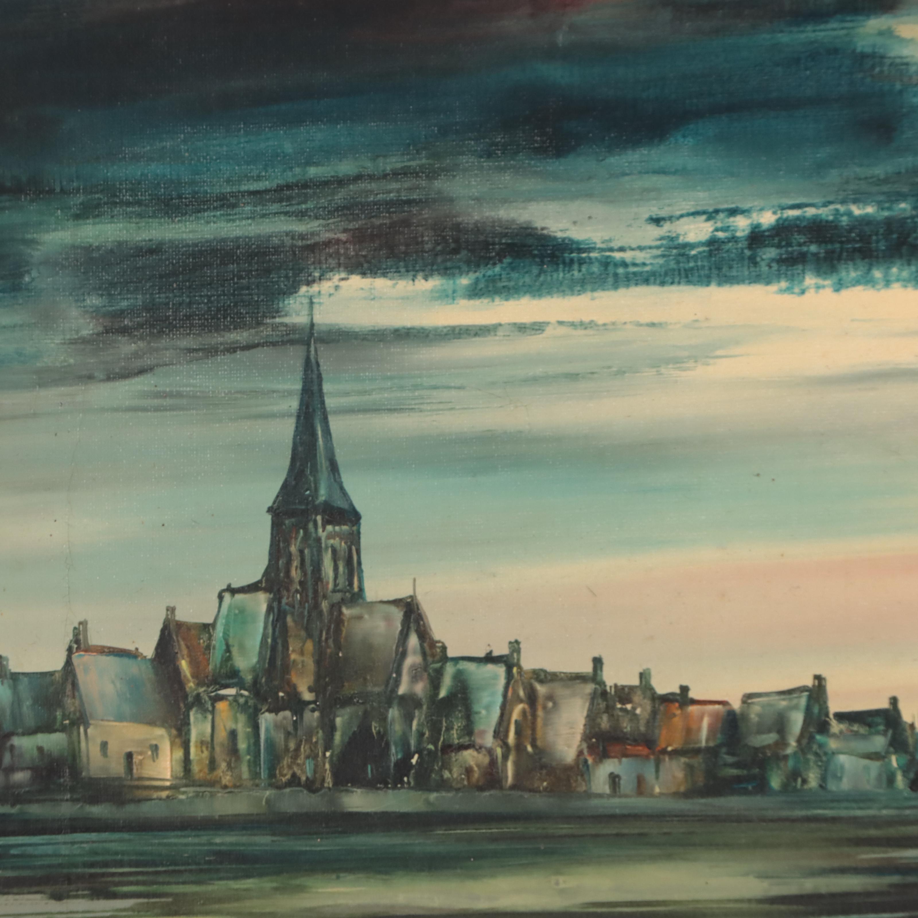 Marc Selva Oil Painting of Harbor Scene, 1960 | EBTH