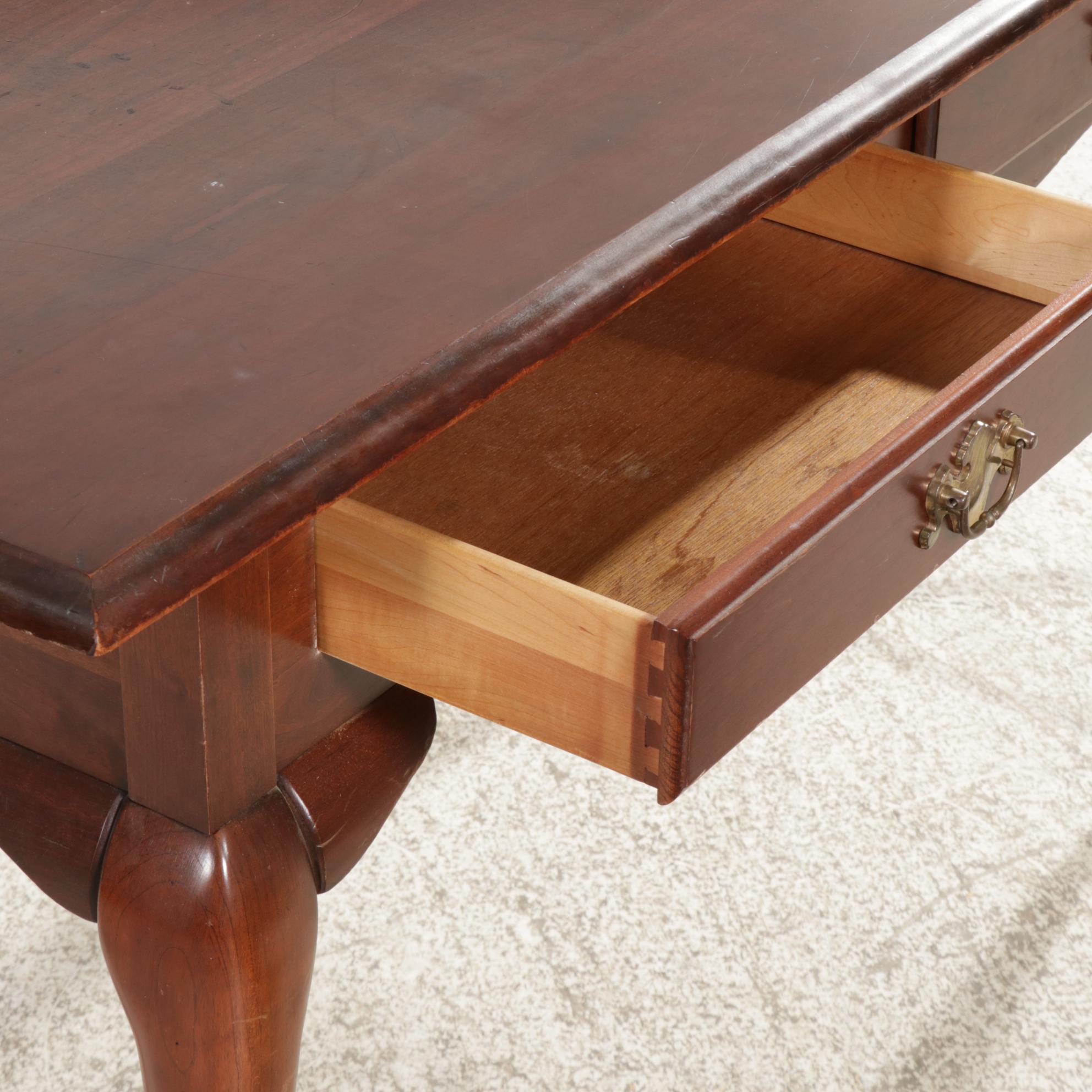 Queen Anne Style Cherry Writing Desk with Swivel Wing Chair, Late 20th ...