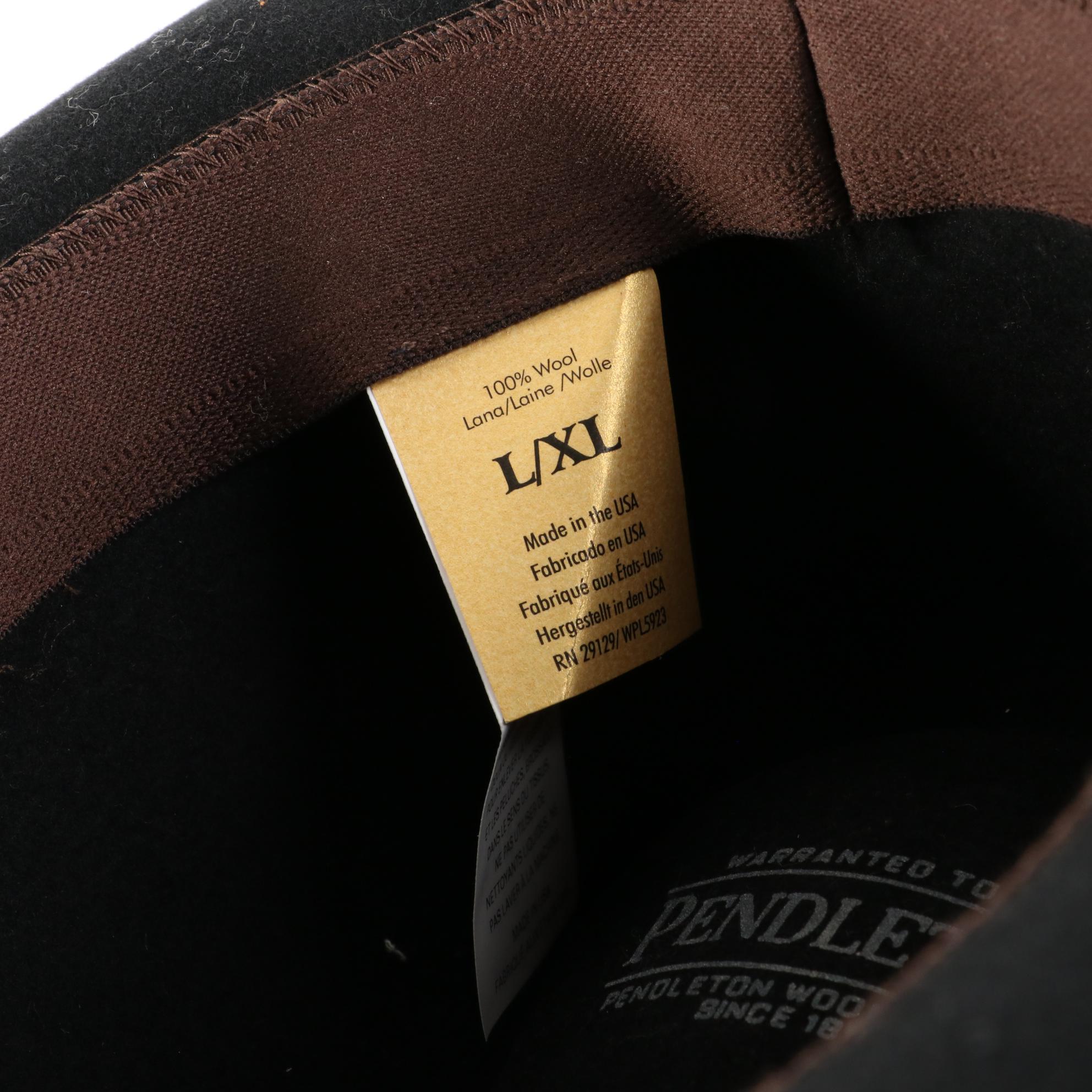 Pendleton Felted Wool Western Style Hat in Black with Brown Hat Band | EBTH