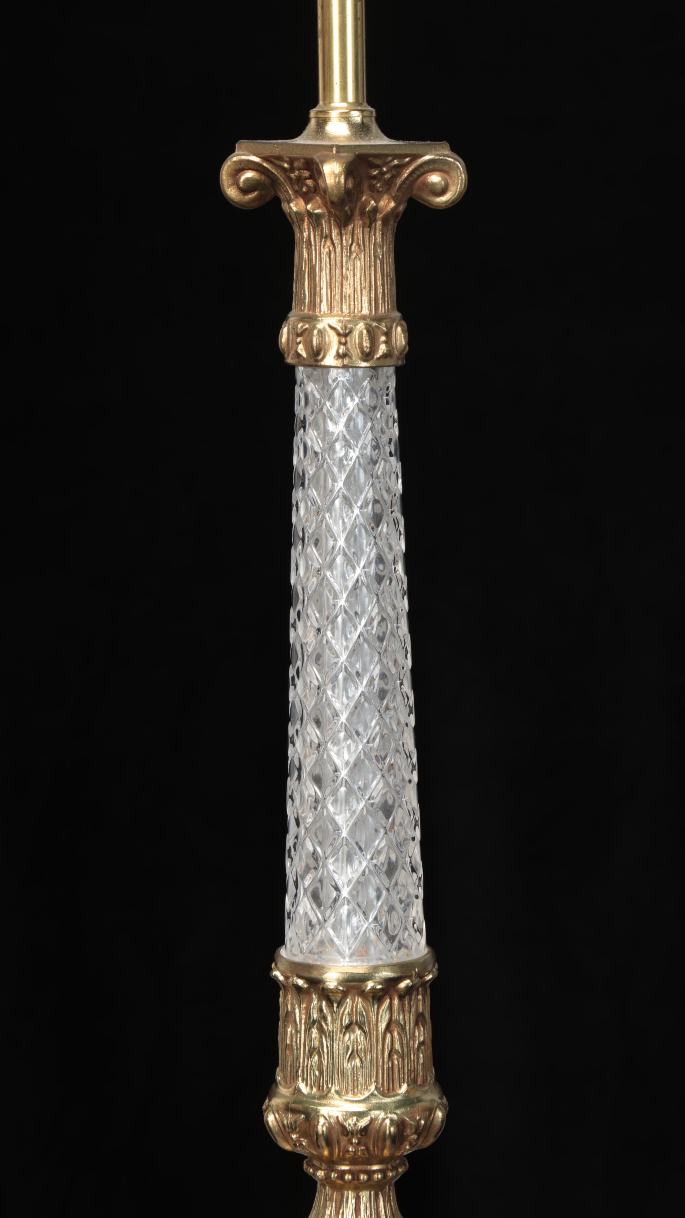 Neoclassical Style Pressed Glass and Brassed Metal Table Lamp | EBTH