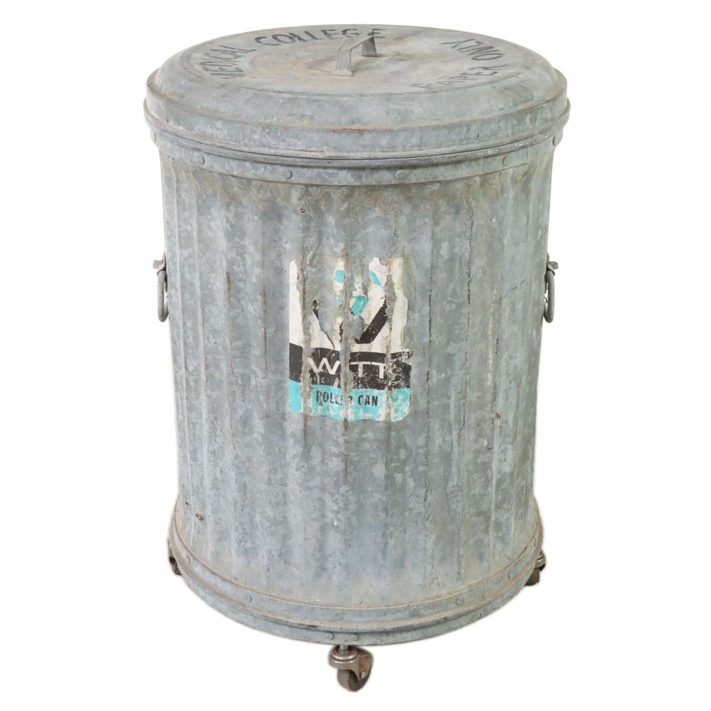 Witt Cornice Co. Galvanized Steel Rolling Garbage Can, 20th Century | EBTH