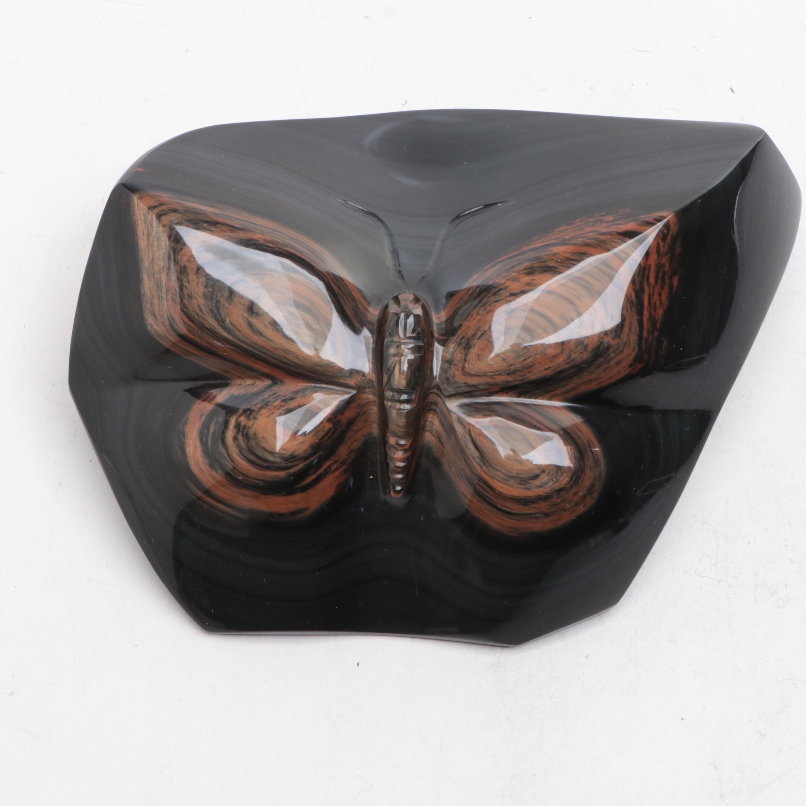 Handcarved Rainbow Obsidian Butterfly and Hearts Specimens | EBTH