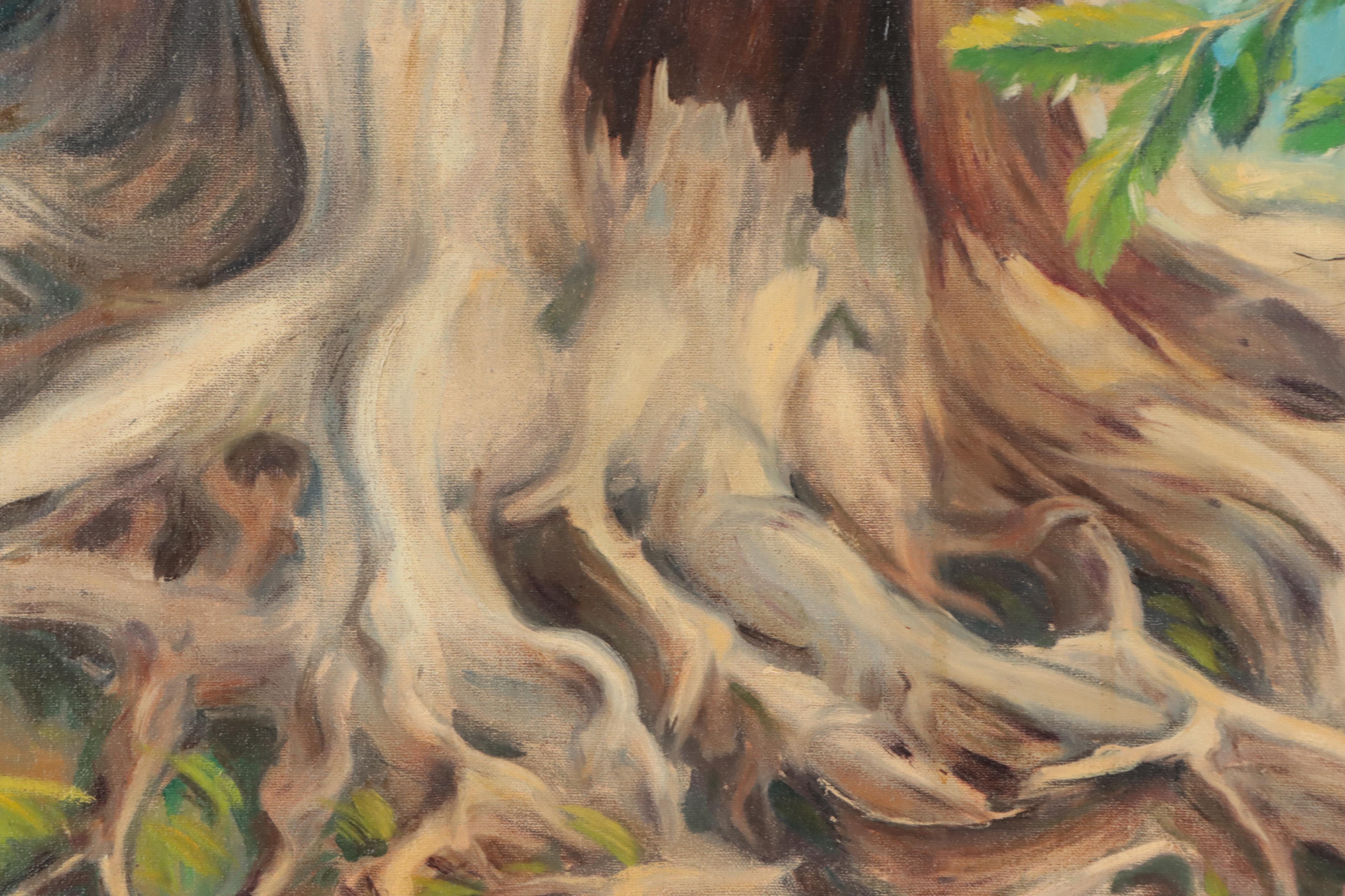 Dan Burne Jones Landscape Oil Painting of Stump, 1949 | EBTH