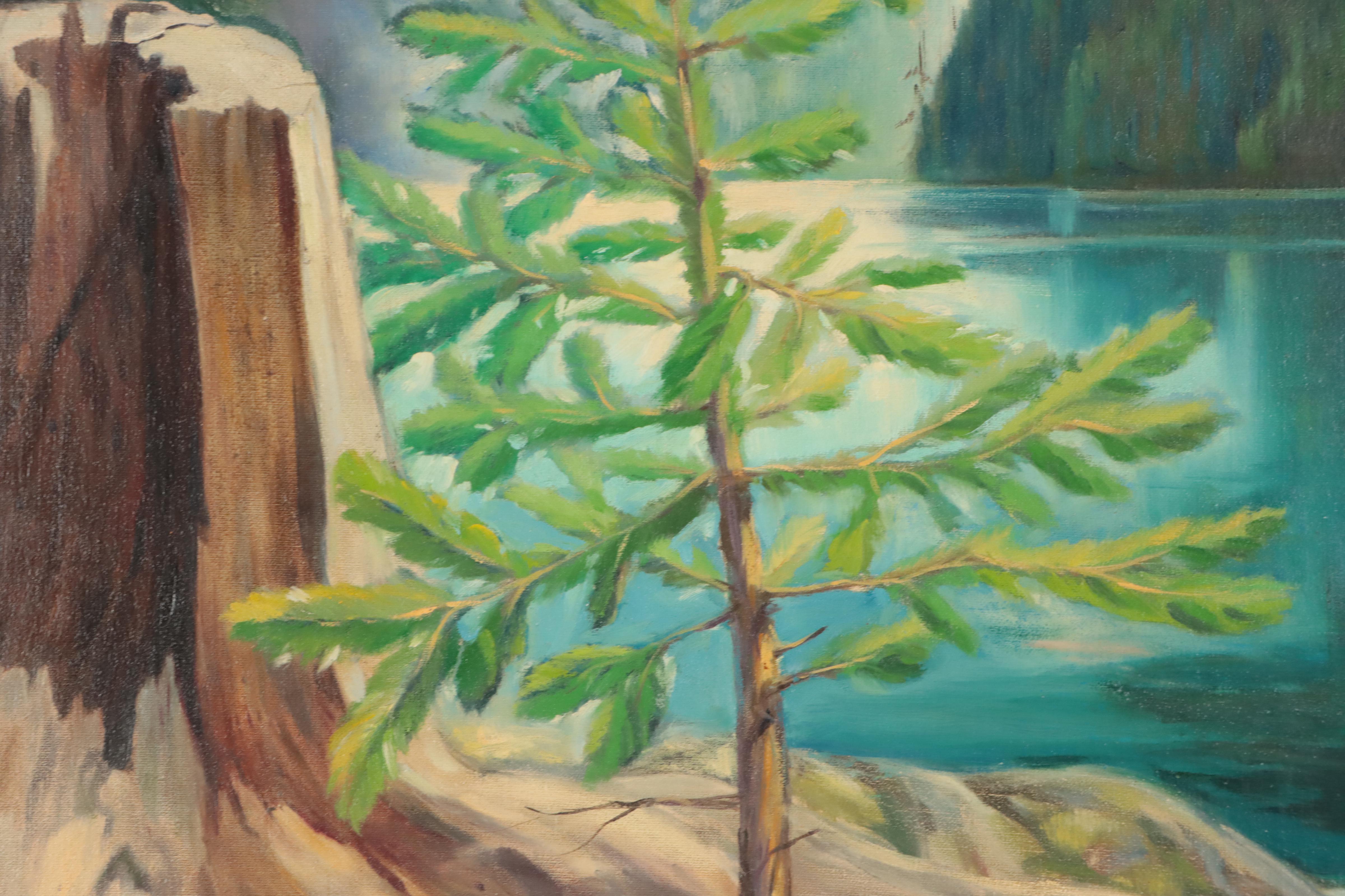 Dan Burne Jones Landscape Oil Painting of Stump, 1949 | EBTH