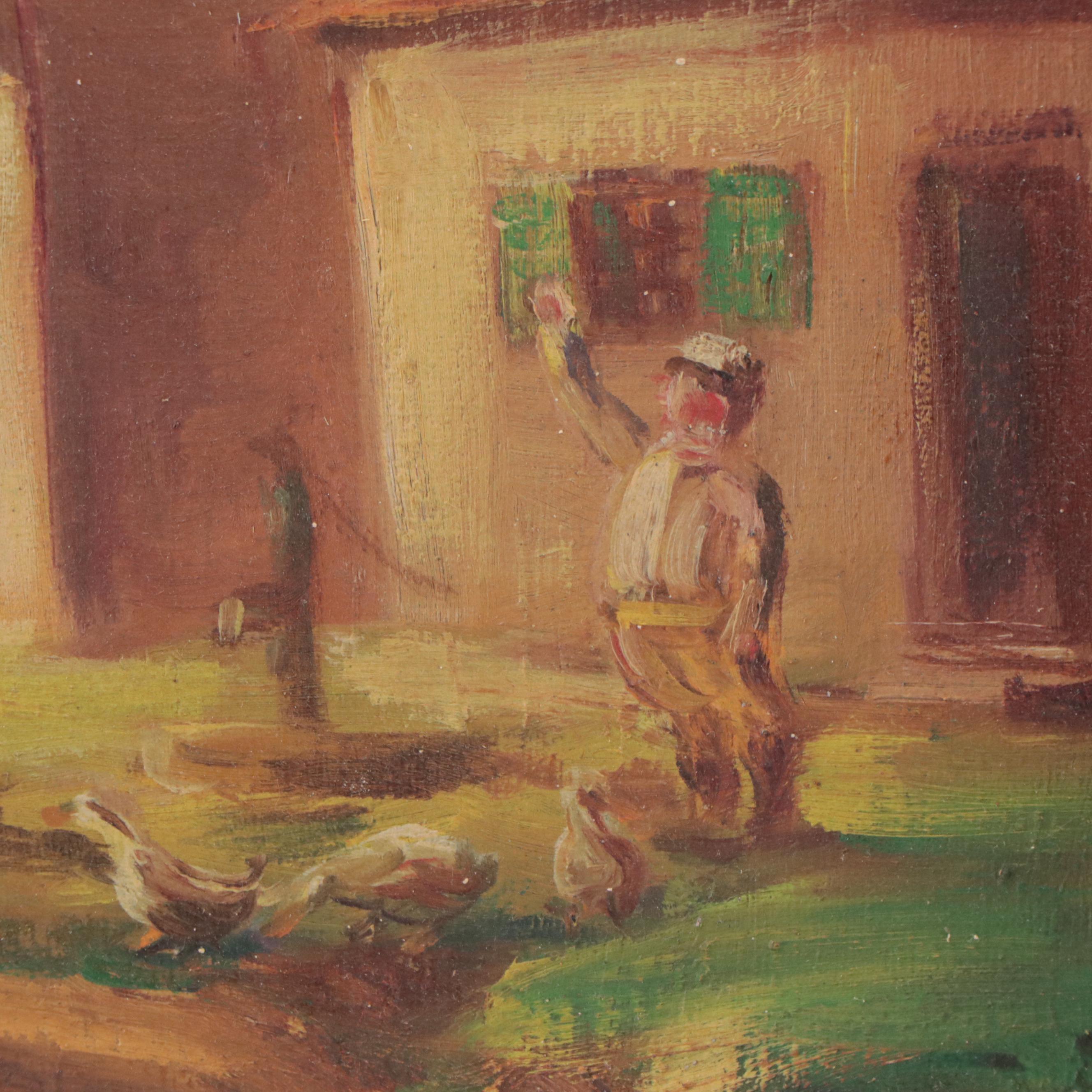 Dan Burne Jones Residential Landscape at Sunset Oil Painting, Mid-20th ...