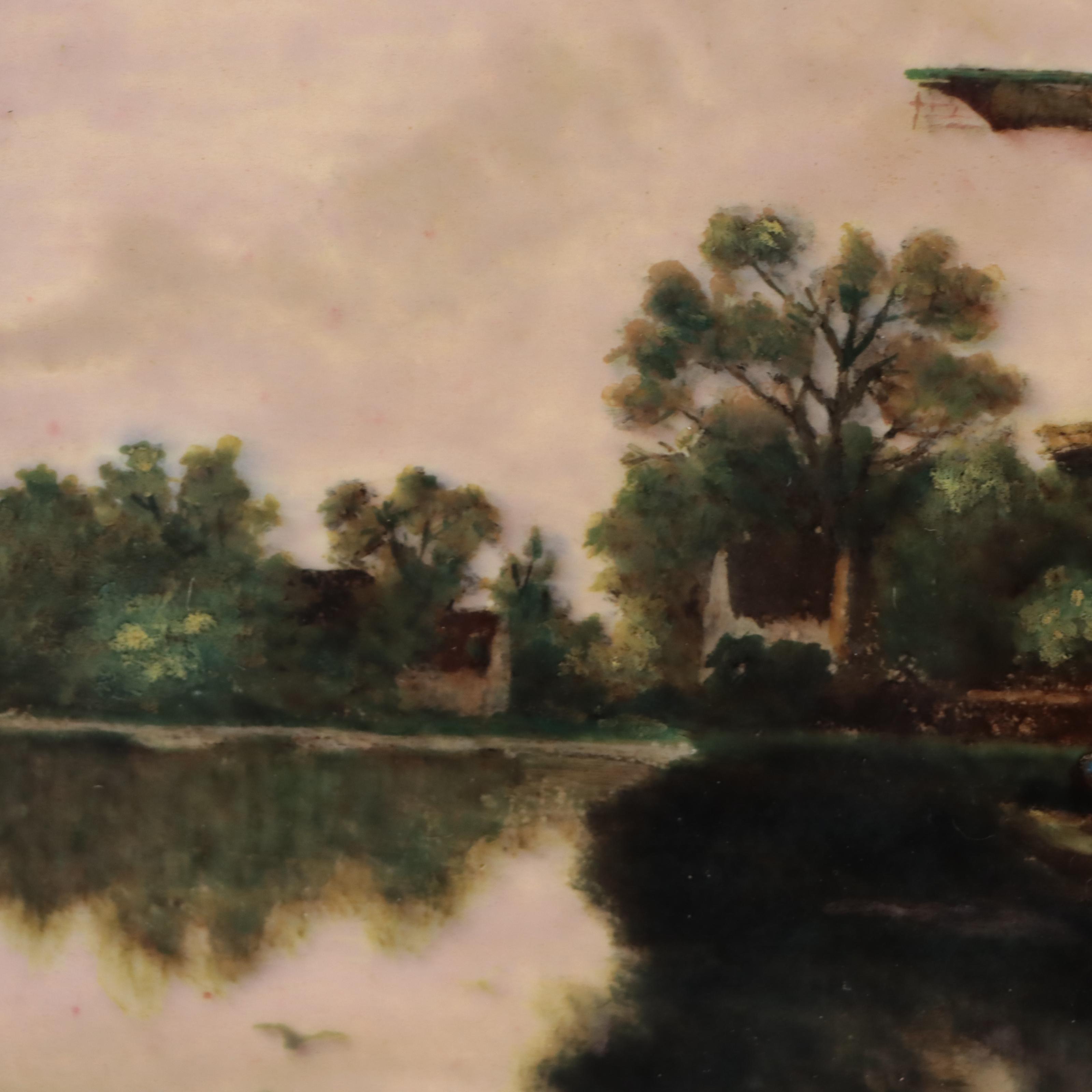 Frederik Jacobus Du Chattel Painted Porcelain Tile "Rozenburg" | EBTH