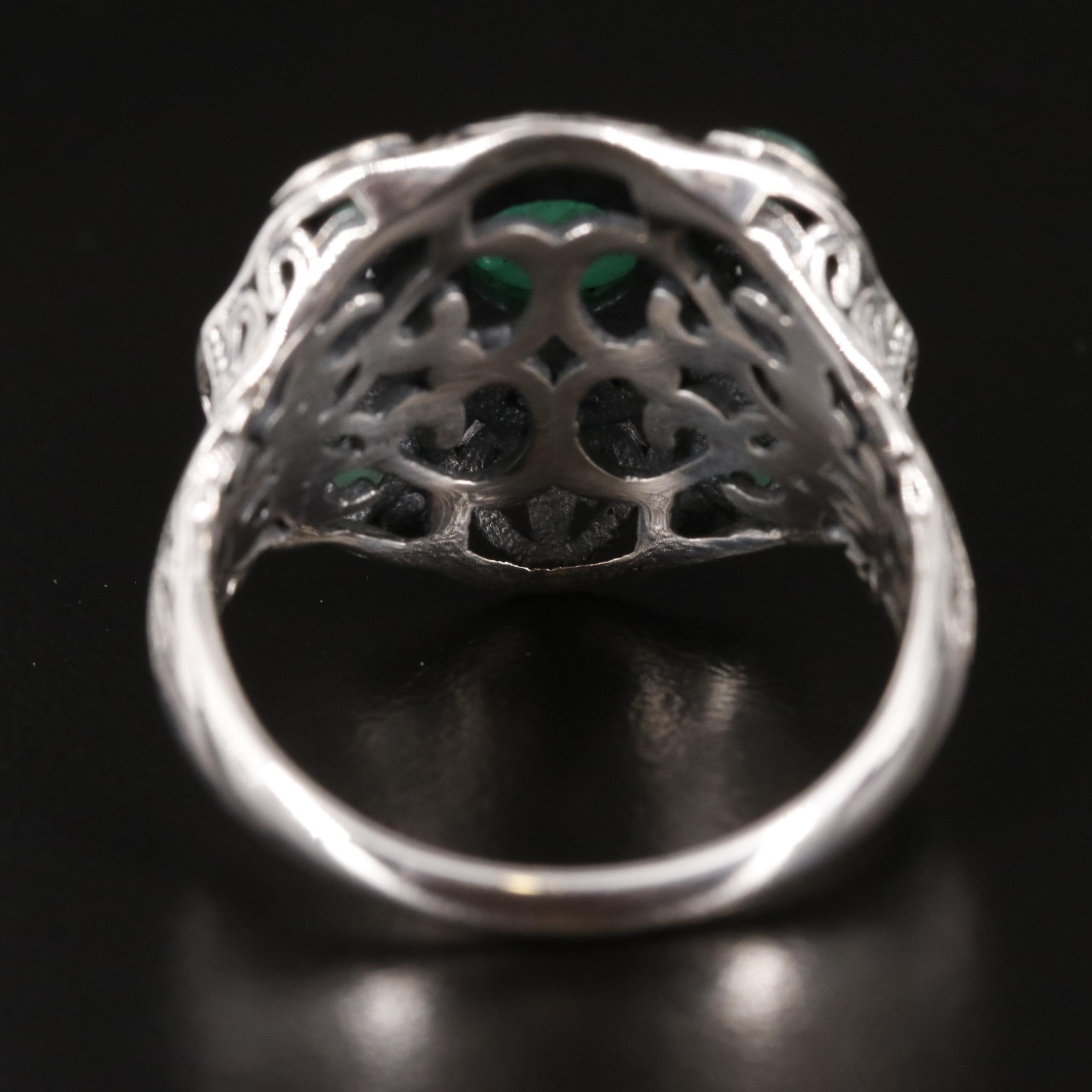 Sterling Emerald Scrollwork Ring | EBTH