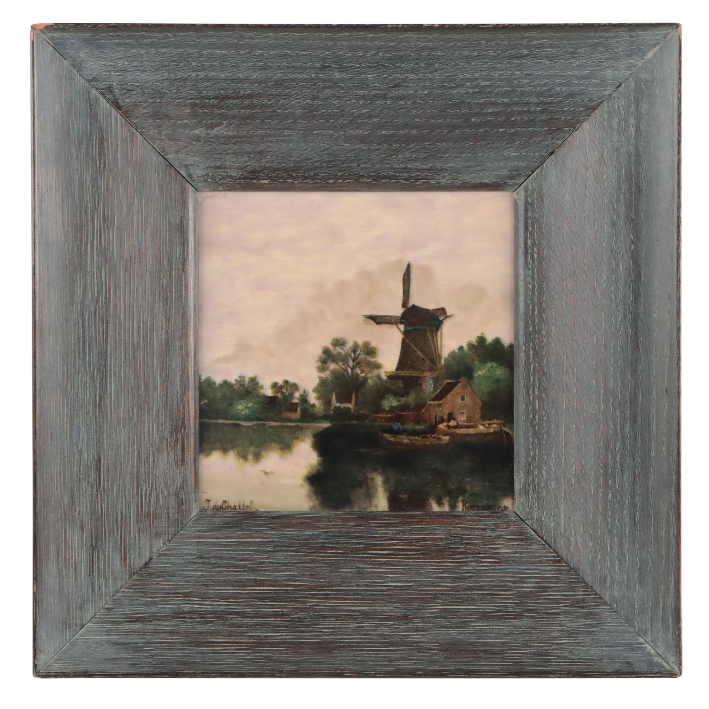 Frederik Jacobus Du Chattel Painted Porcelain Tile "Rozenburg" | EBTH