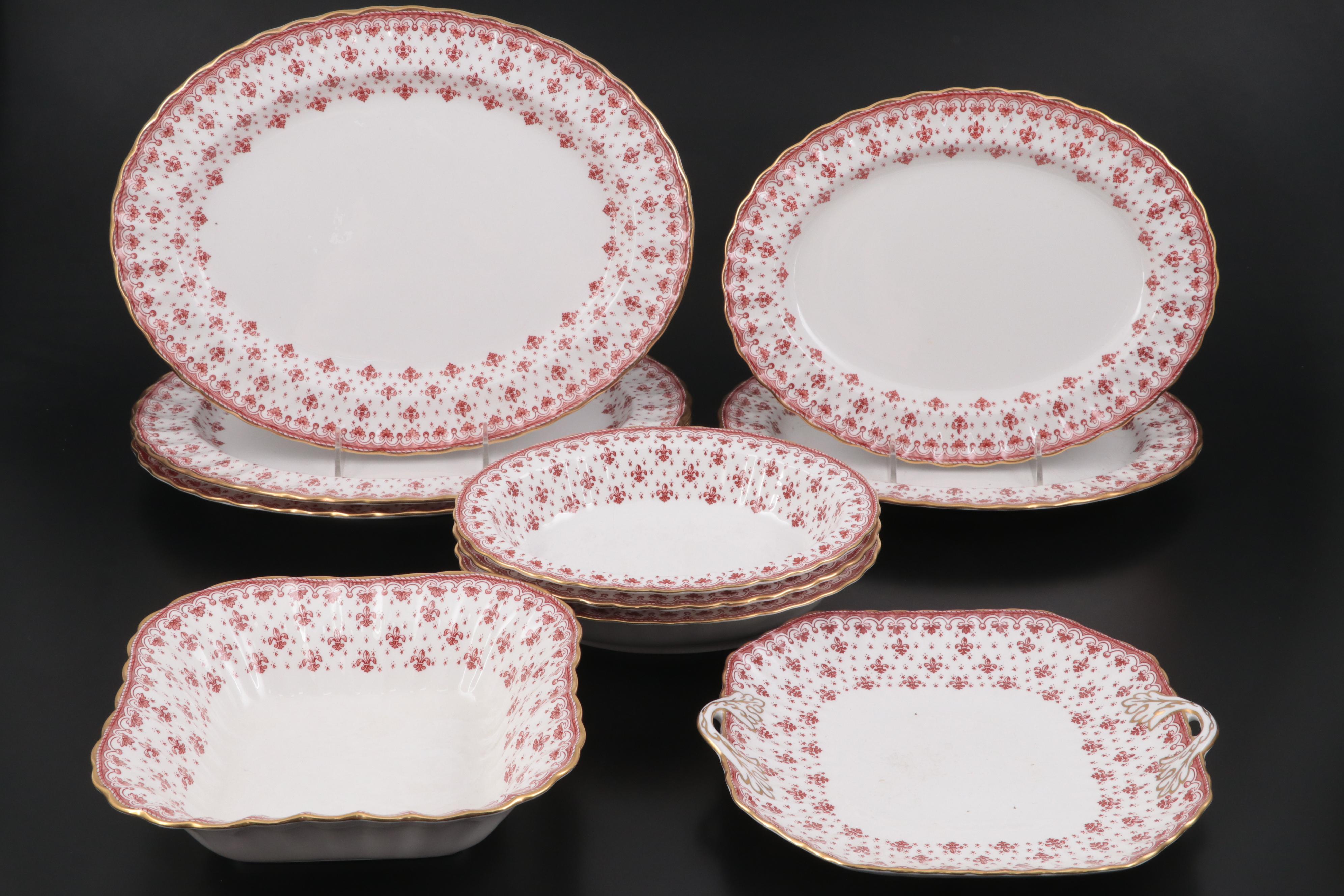 Spode Bone China "Fleur De Lys" Red Dinnerware, 1961-1994 | EBTH