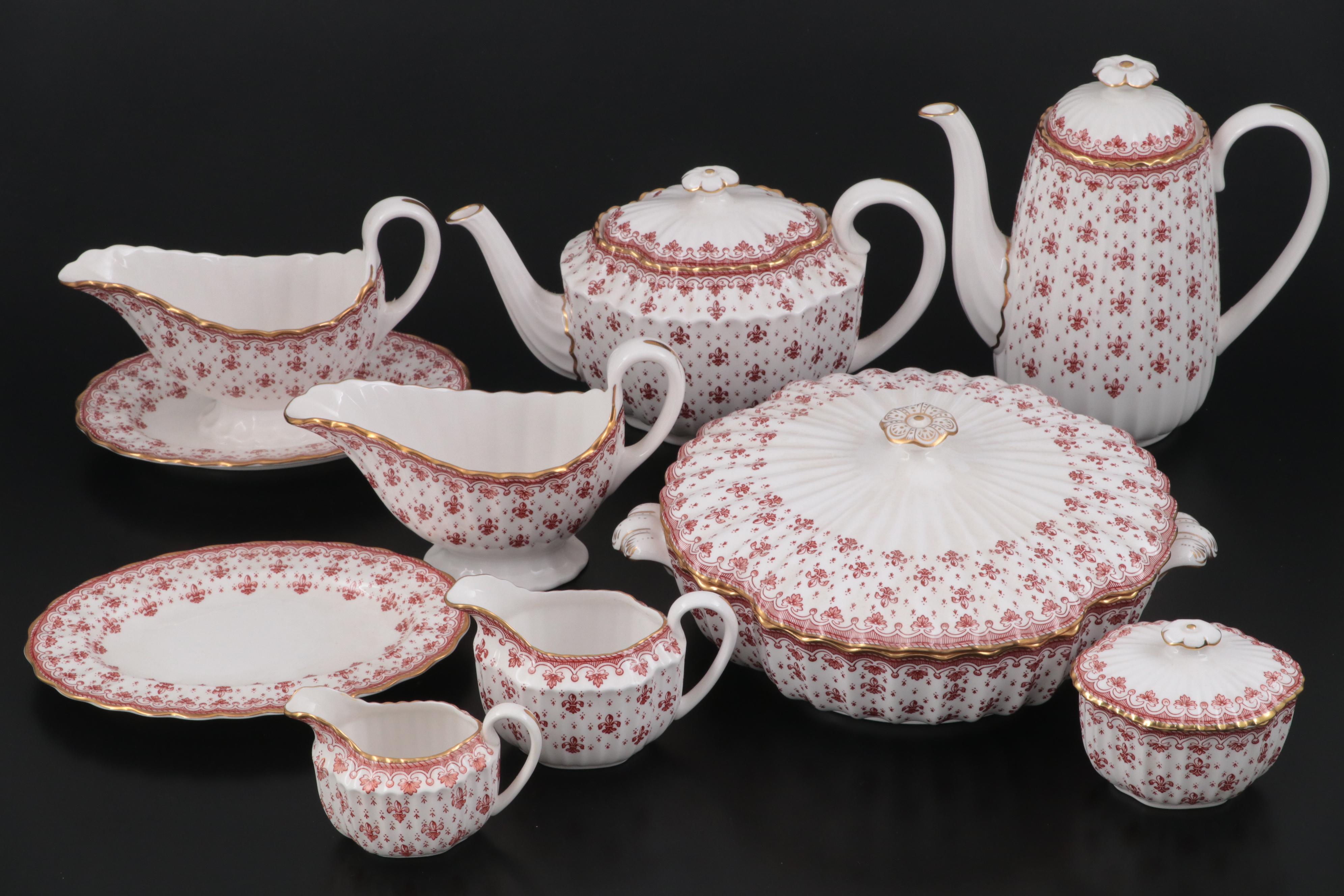 Spode Bone China "Fleur De Lys" Red Dinnerware, 1961-1994 | EBTH