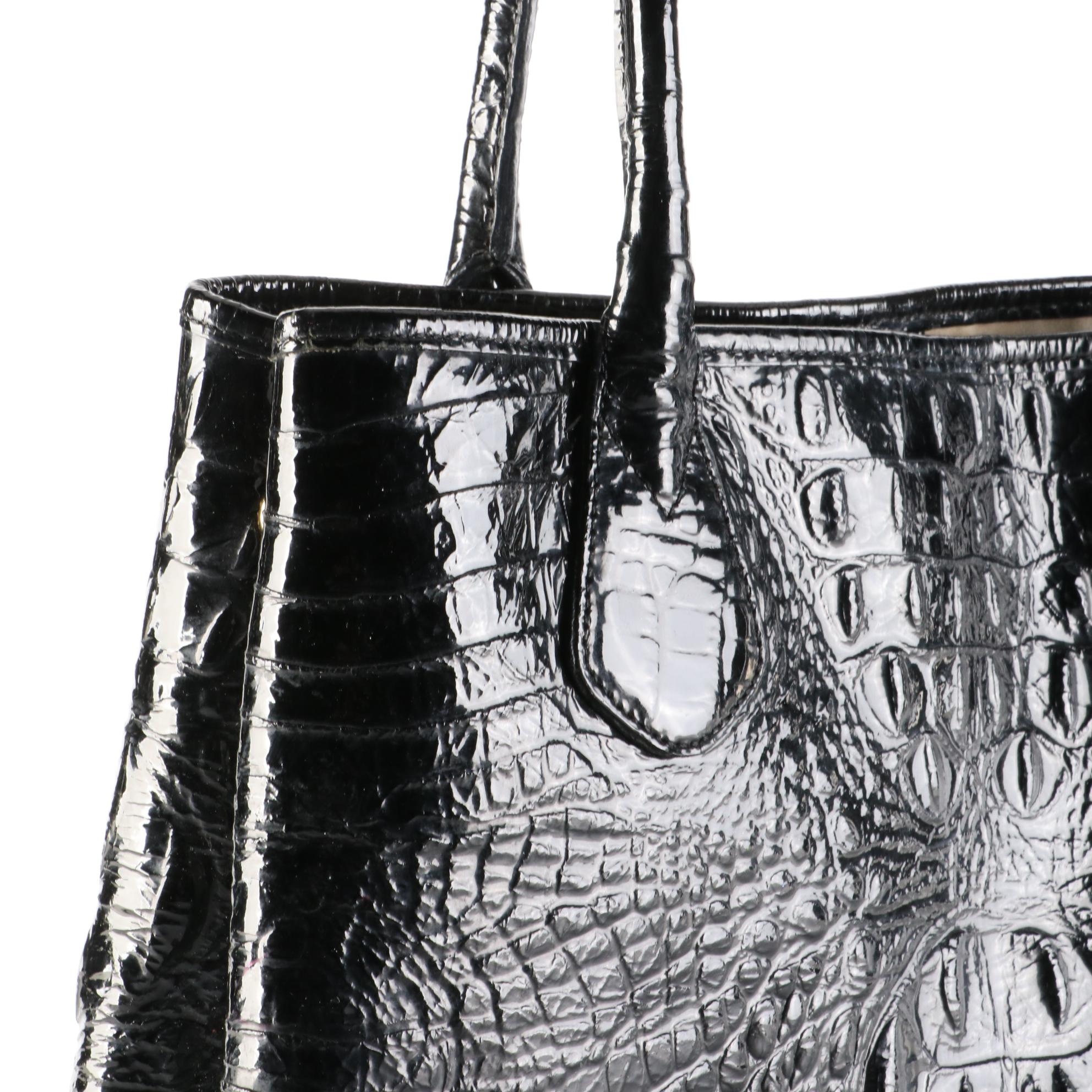 Brahmin Tote Bag in Black Croc-Embossed Leather | EBTH