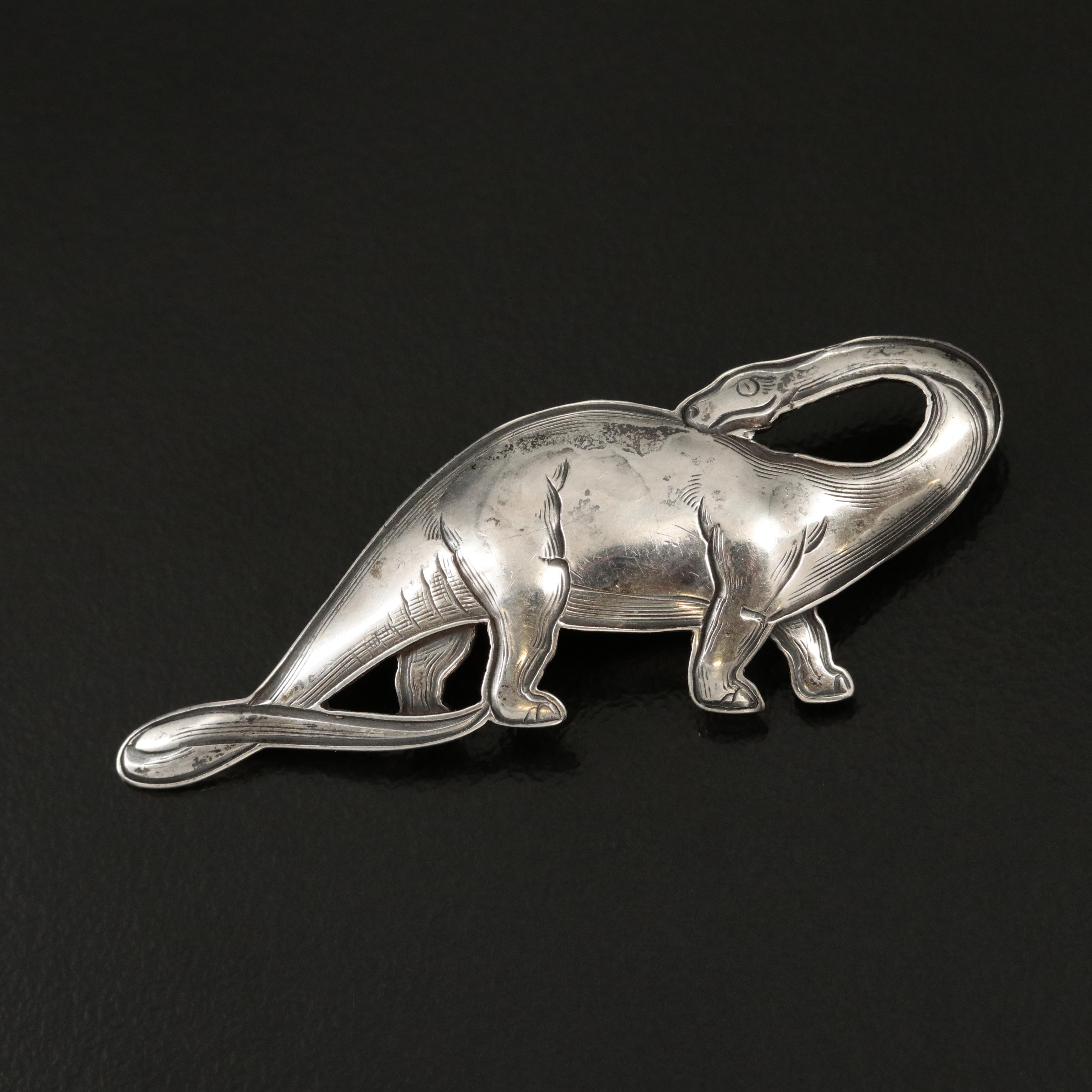 Kit Carson Sterling Brontesaurus Brooch | EBTH