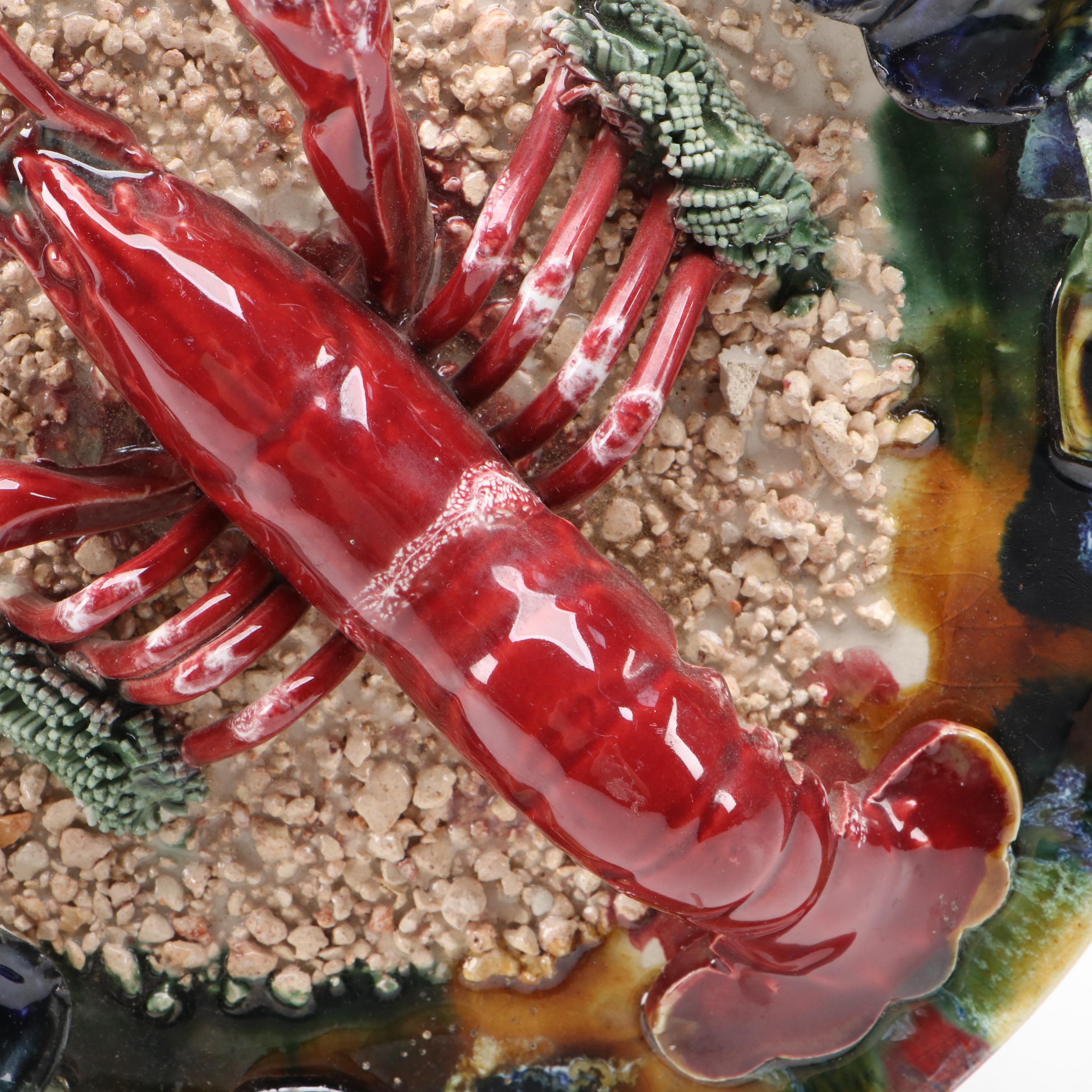 Caldas Portuguese Palissy Style Majolica Lobster Dish | EBTH