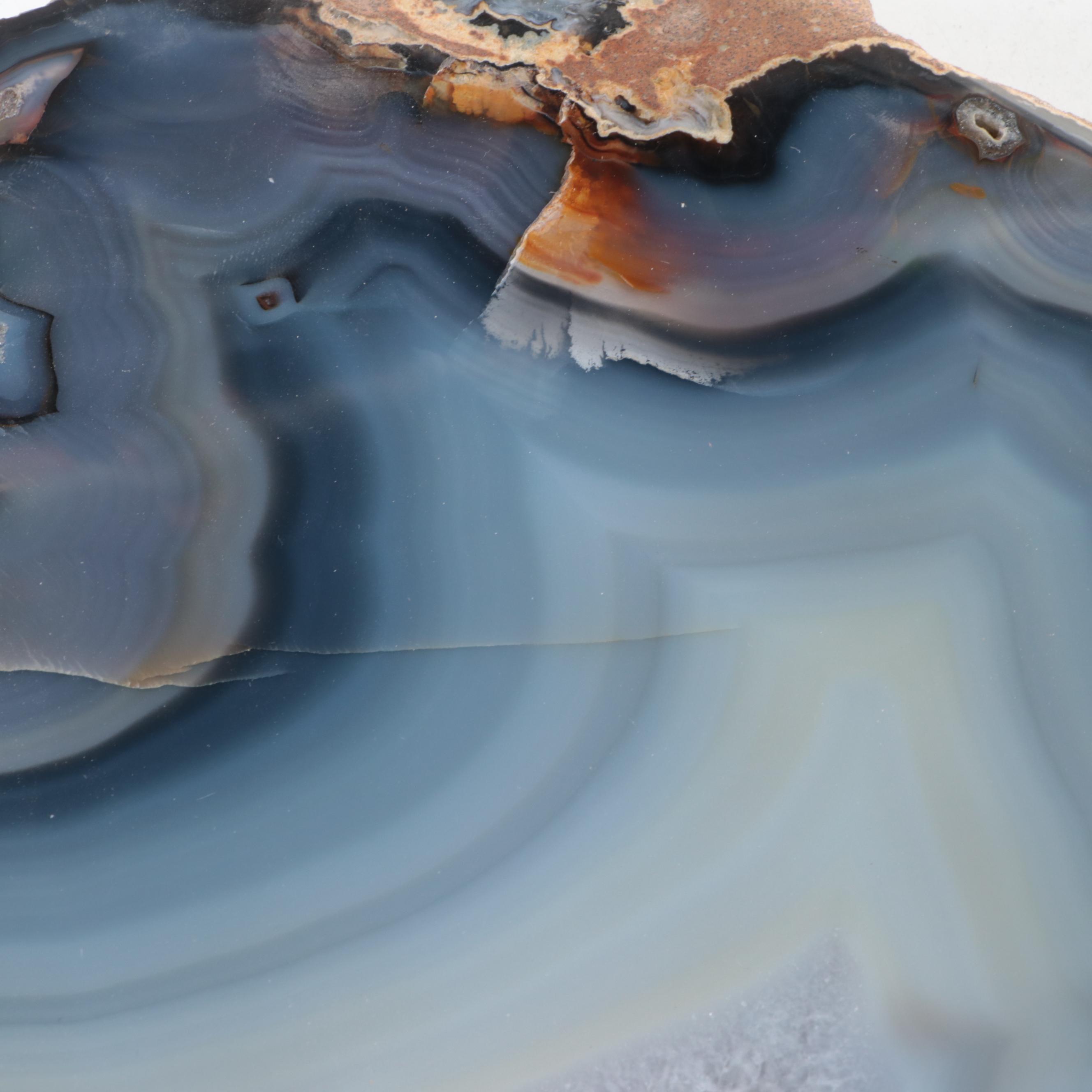 Cut and Polished Blue Banded Agate Geode Slice | EBTH