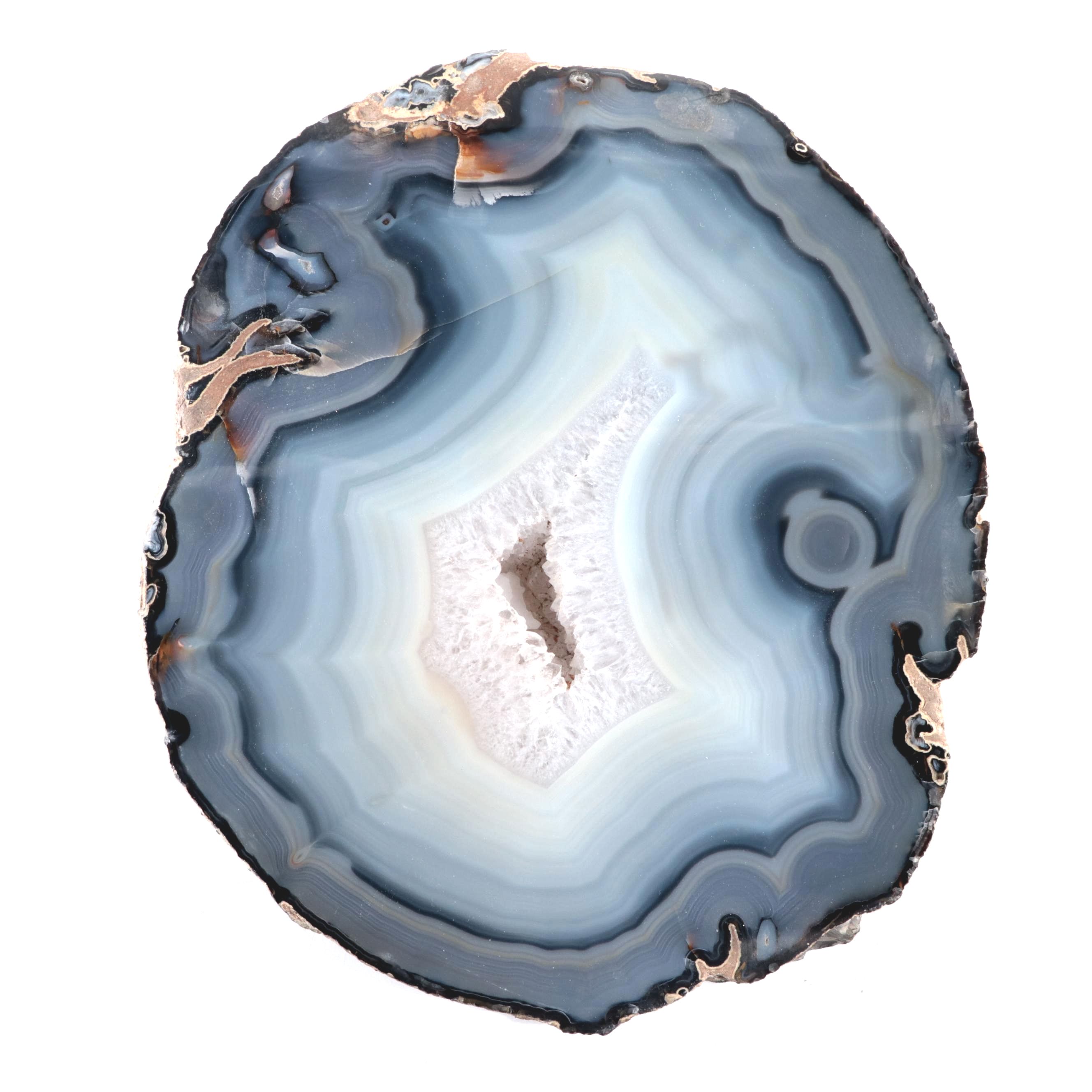 Cut and Polished Blue Banded Agate Geode Slice | EBTH