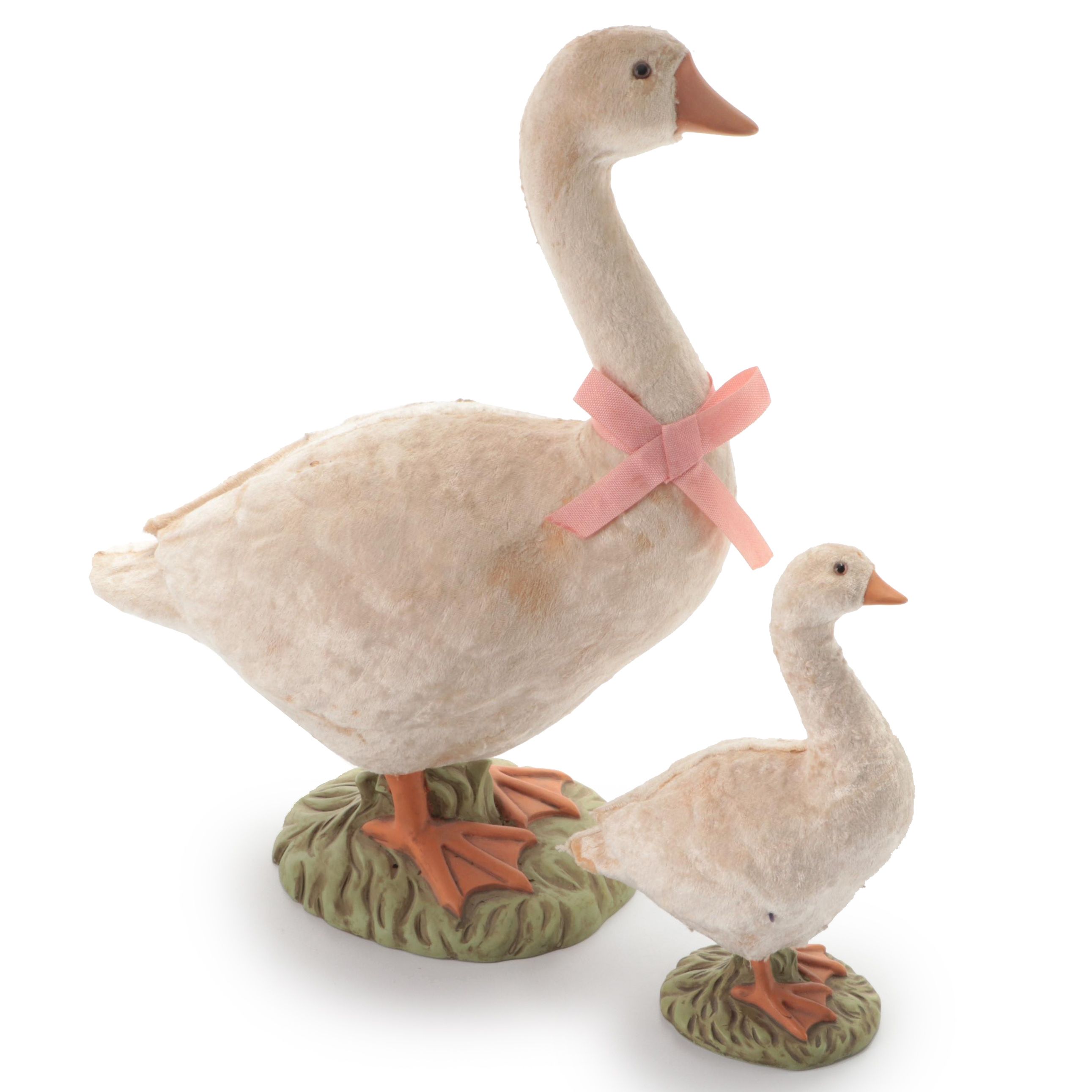 Velveteen Covered Resin Goose Figurines | EBTH