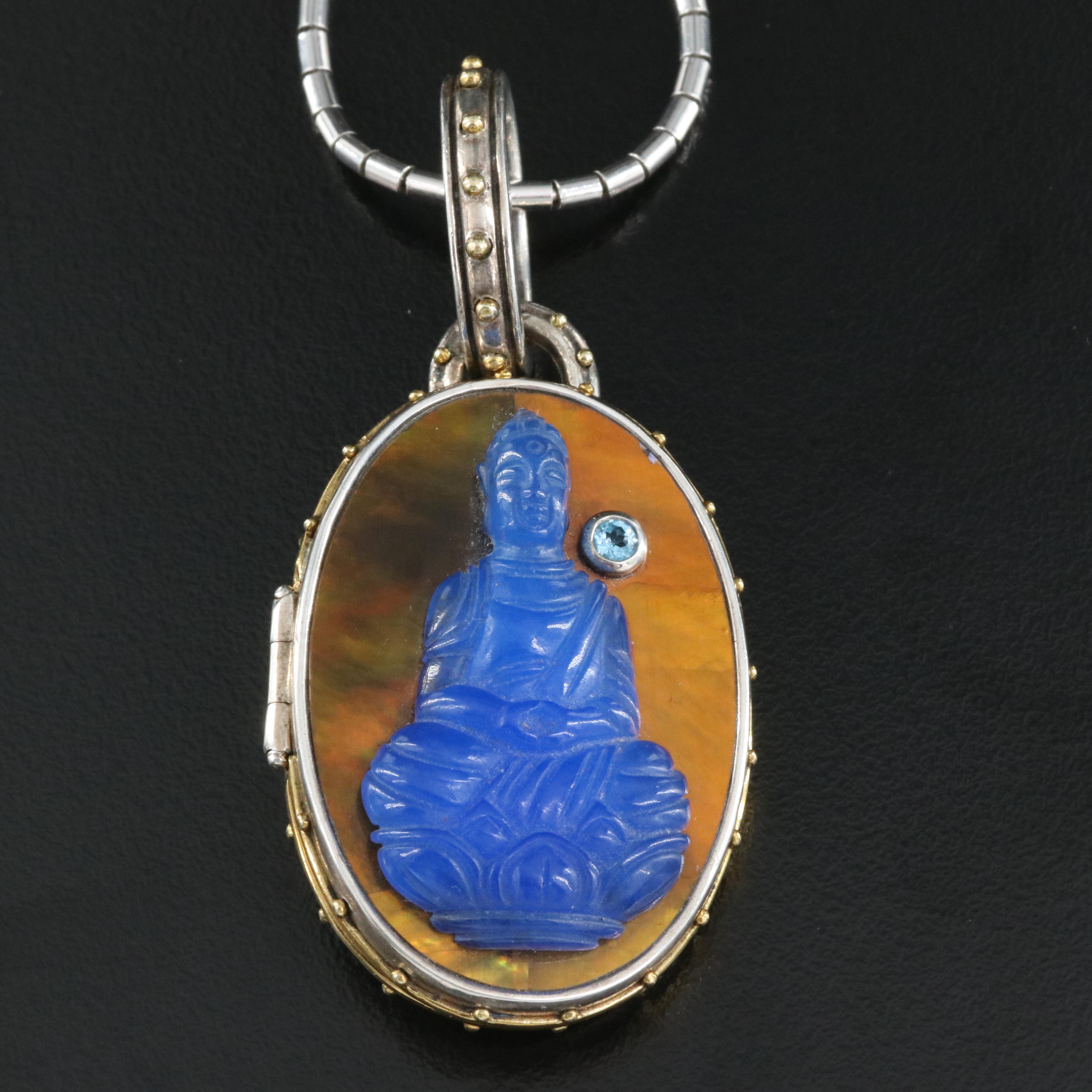 Echo of the Dreamer "Serenity" Sterling and Bronze Buddha Locket Necklace | EBTH