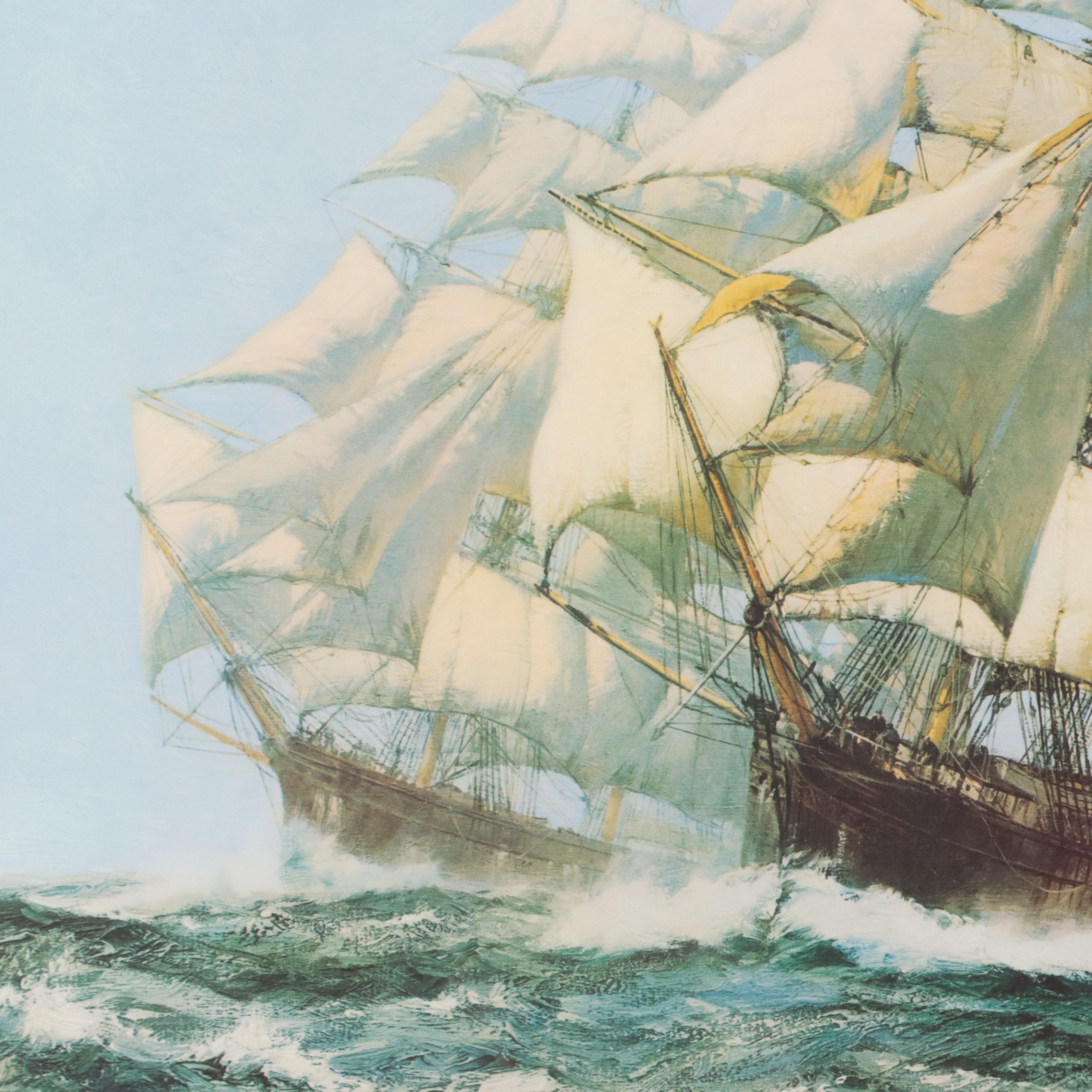 Offset Lithograph After Montague Dawson of Sailing Ships "Ariel and ...