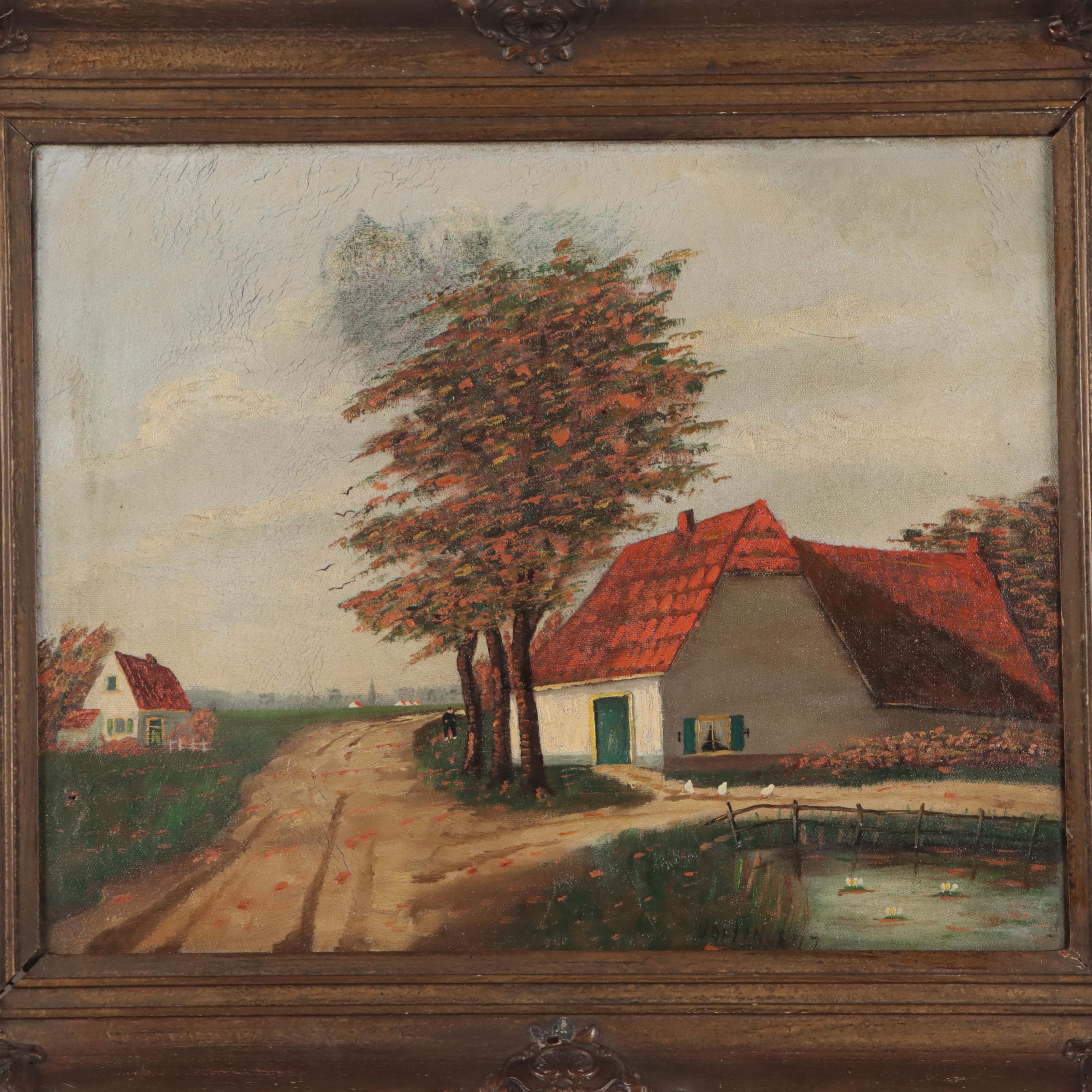 Oil Painting of Farm Scene, 1917 | EBTH