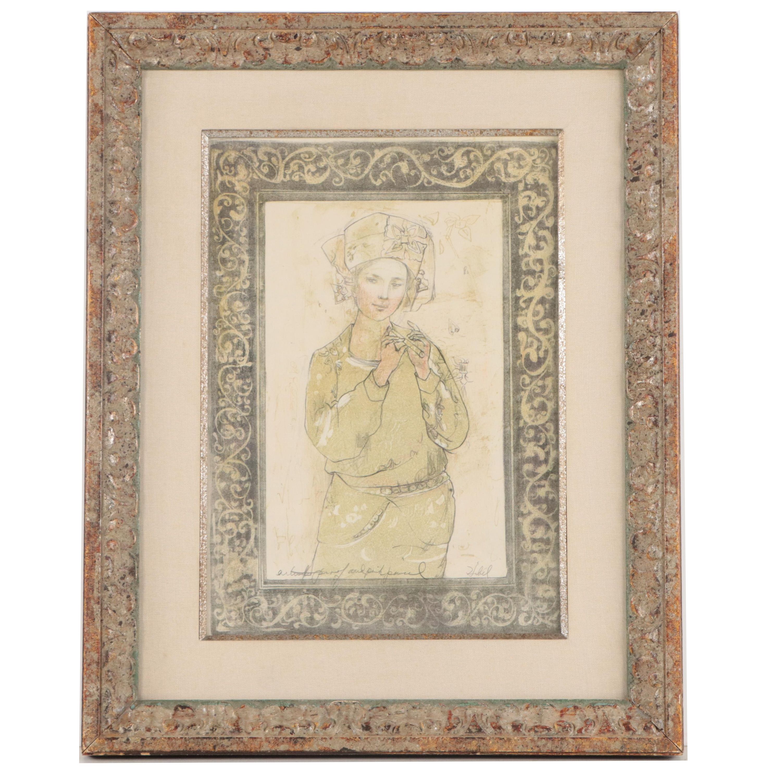 Edna Hibel Lithograph of Figure | EBTH