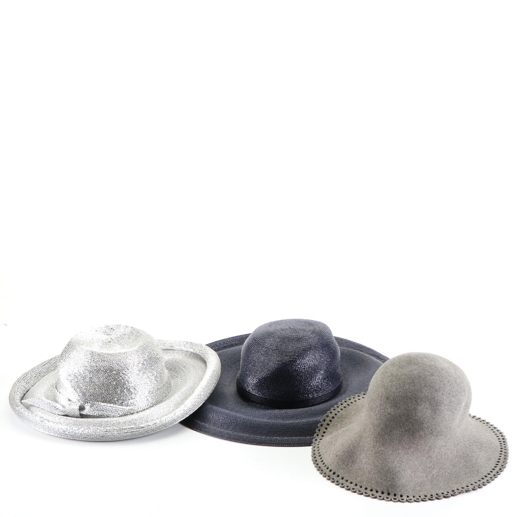 Frank Olive Wide-Brim Raffia Hats with Adolfo II Wool Hat | EBTH