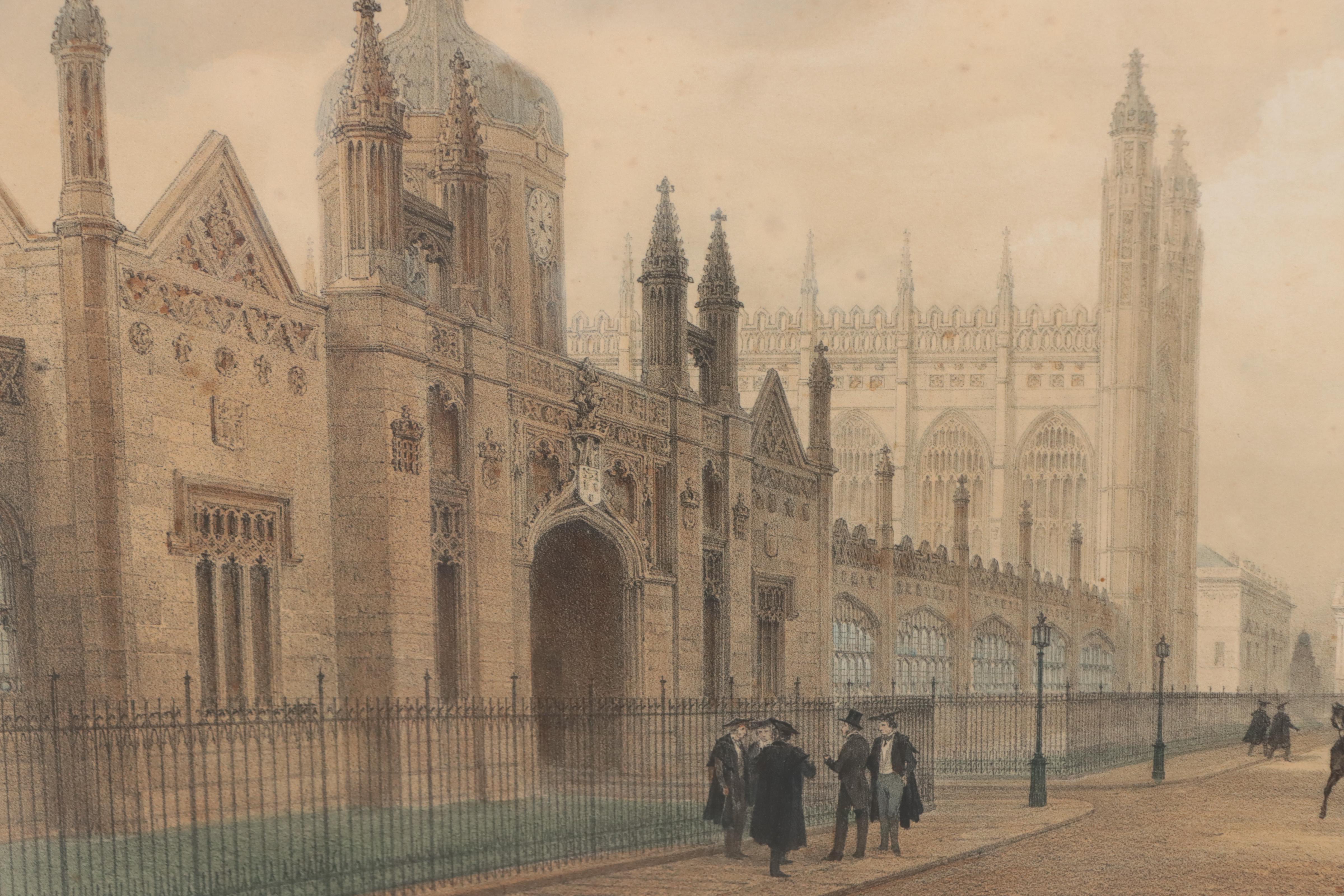 Jules Arnout Hand-Colored Lithograph "Kings College: Cambridge", circa ...