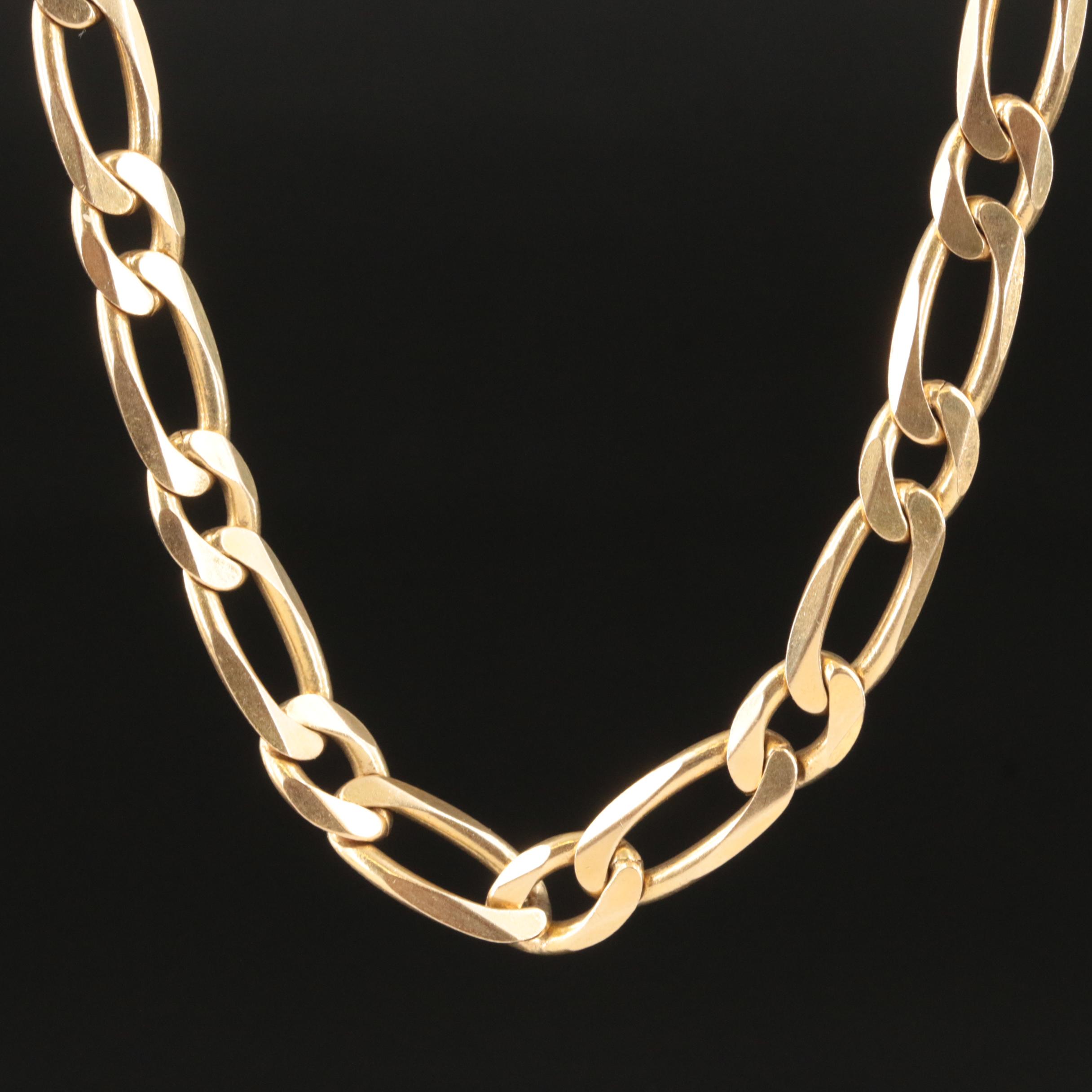 Italian 14K Fancy Curb Chain Necklace | EBTH