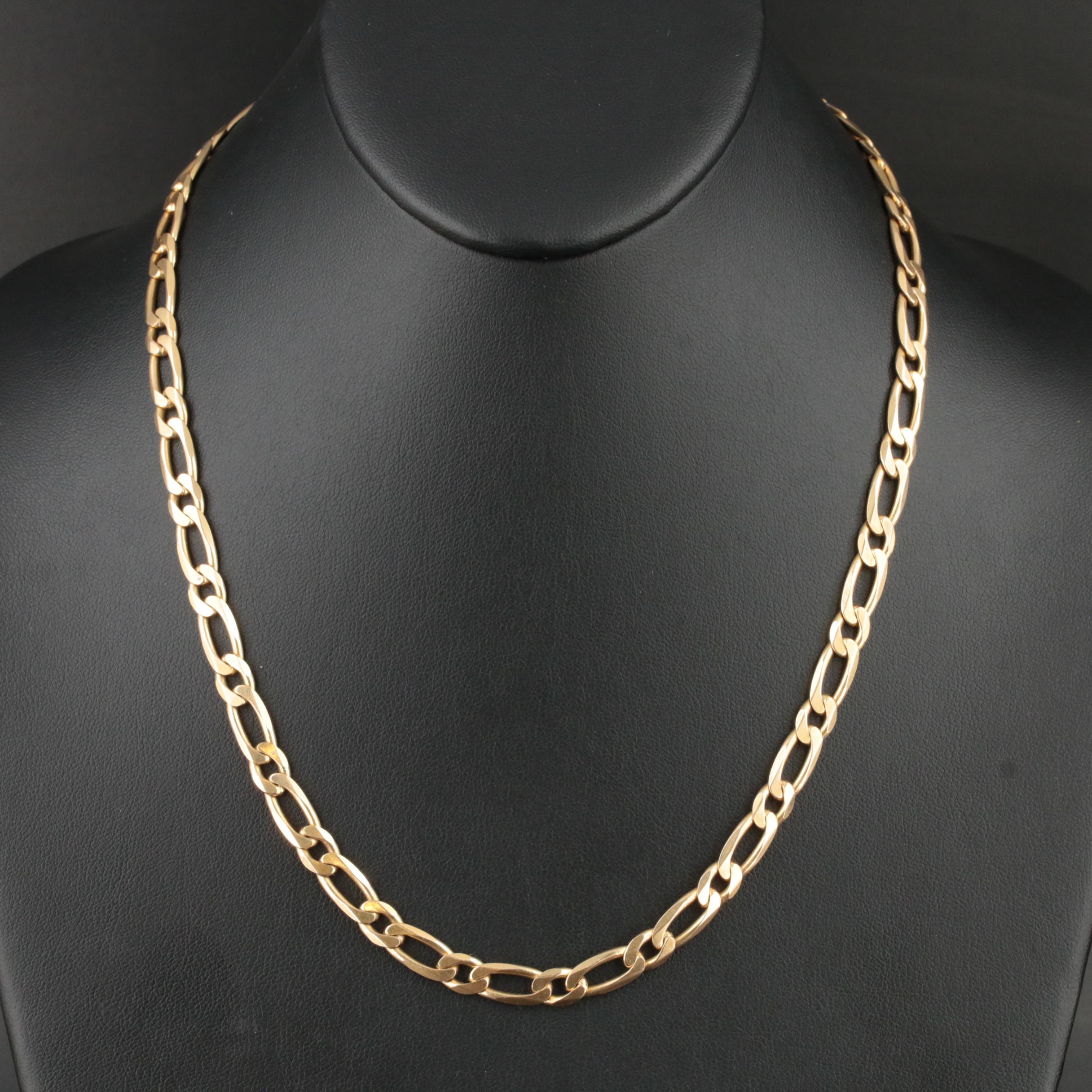 Italian 14K Fancy Curb Chain Necklace | EBTH