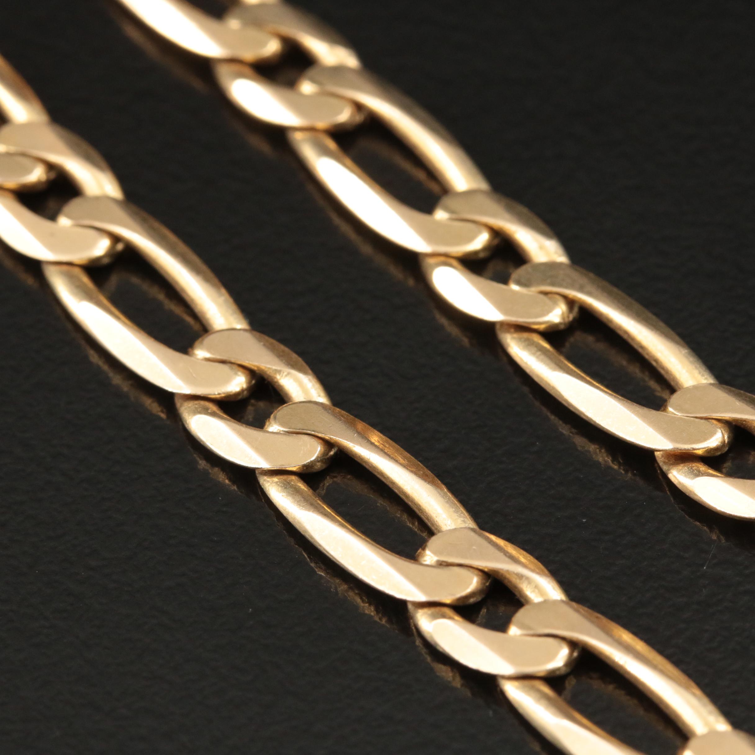 Italian 14K Fancy Curb Chain Necklace | EBTH