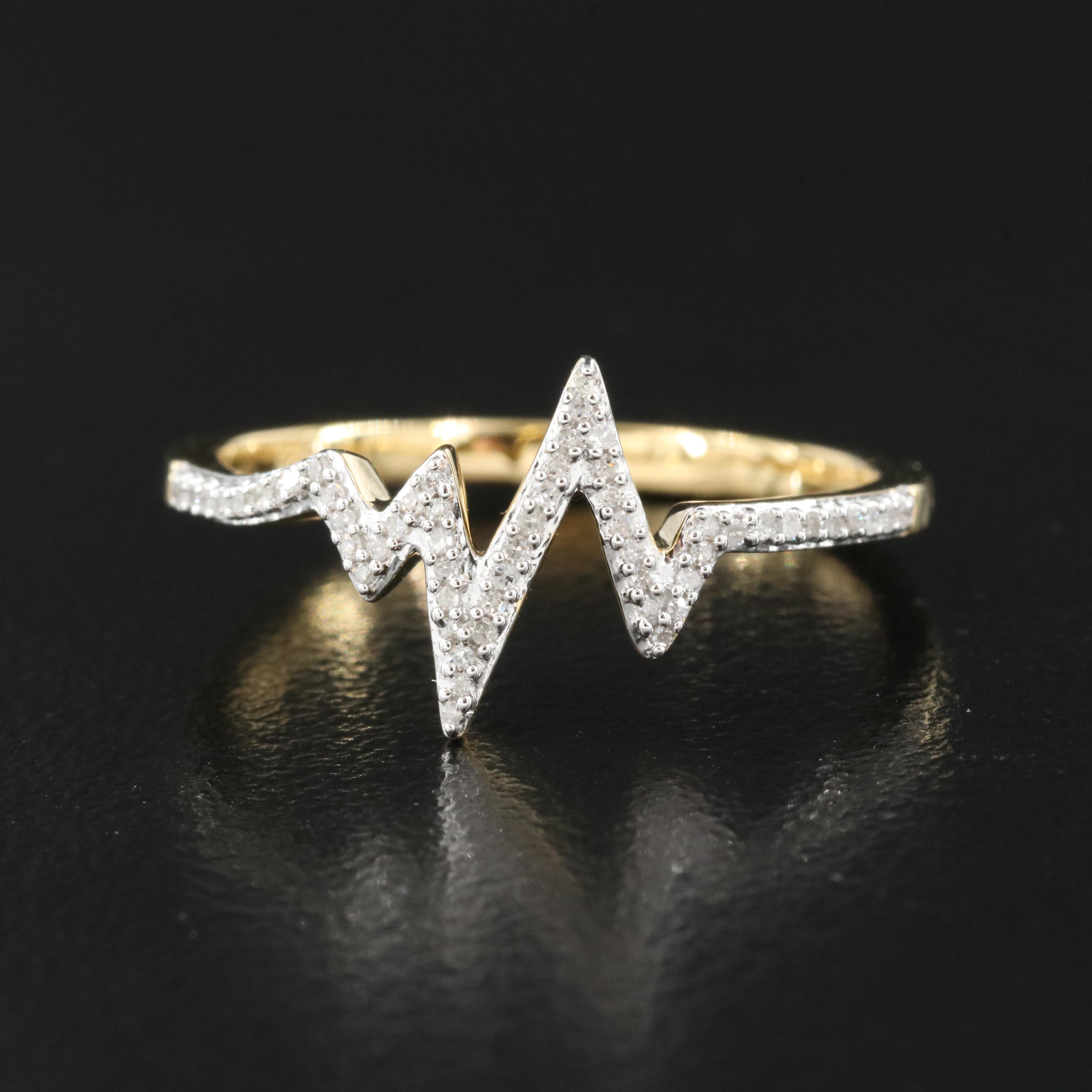 Sterling Diamond Heartbeat Ring | EBTH