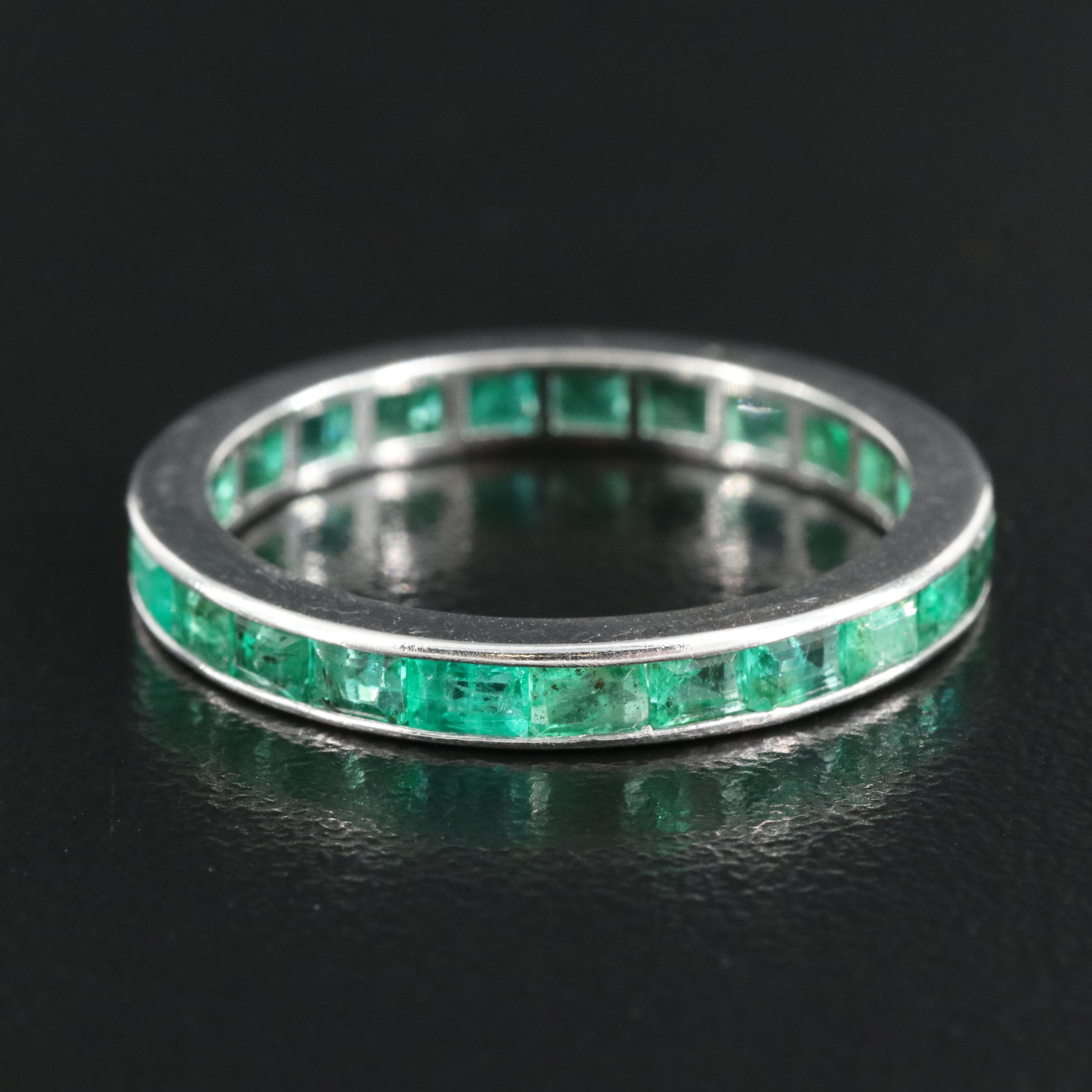 Vintage Platinum Emerald Eternity Band | EBTH