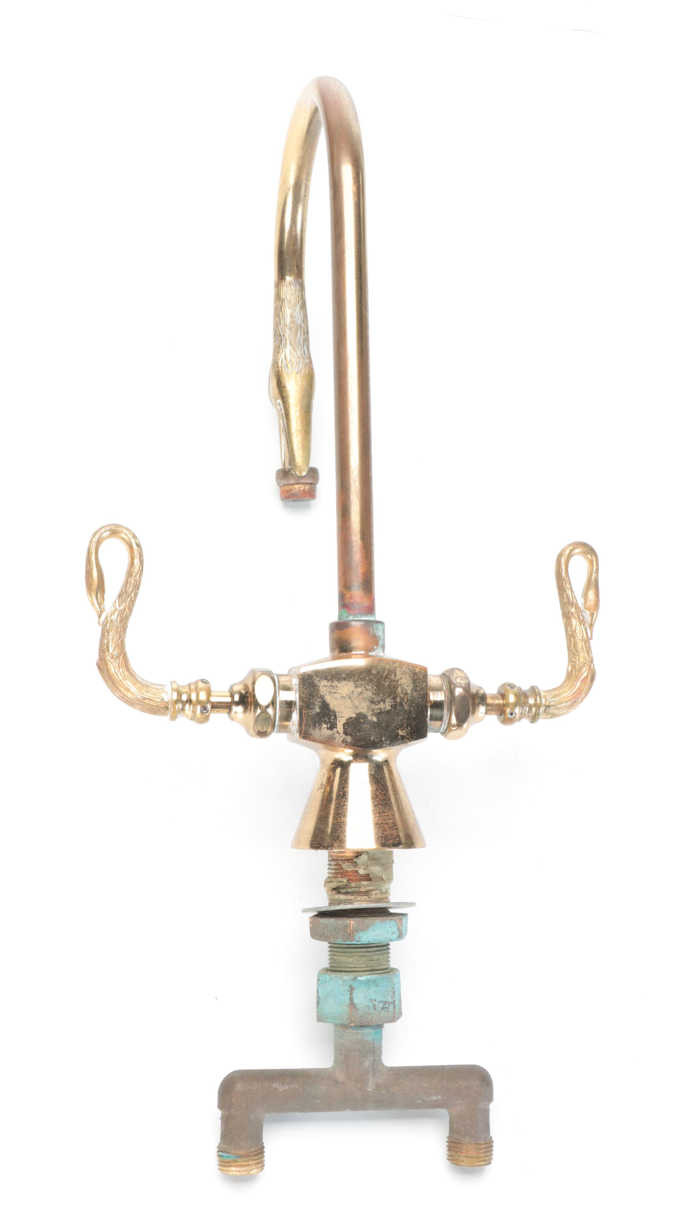 Sherle Wagner 22K Gold Plated Brass Swan Sink Faucet with Drain | EBTH