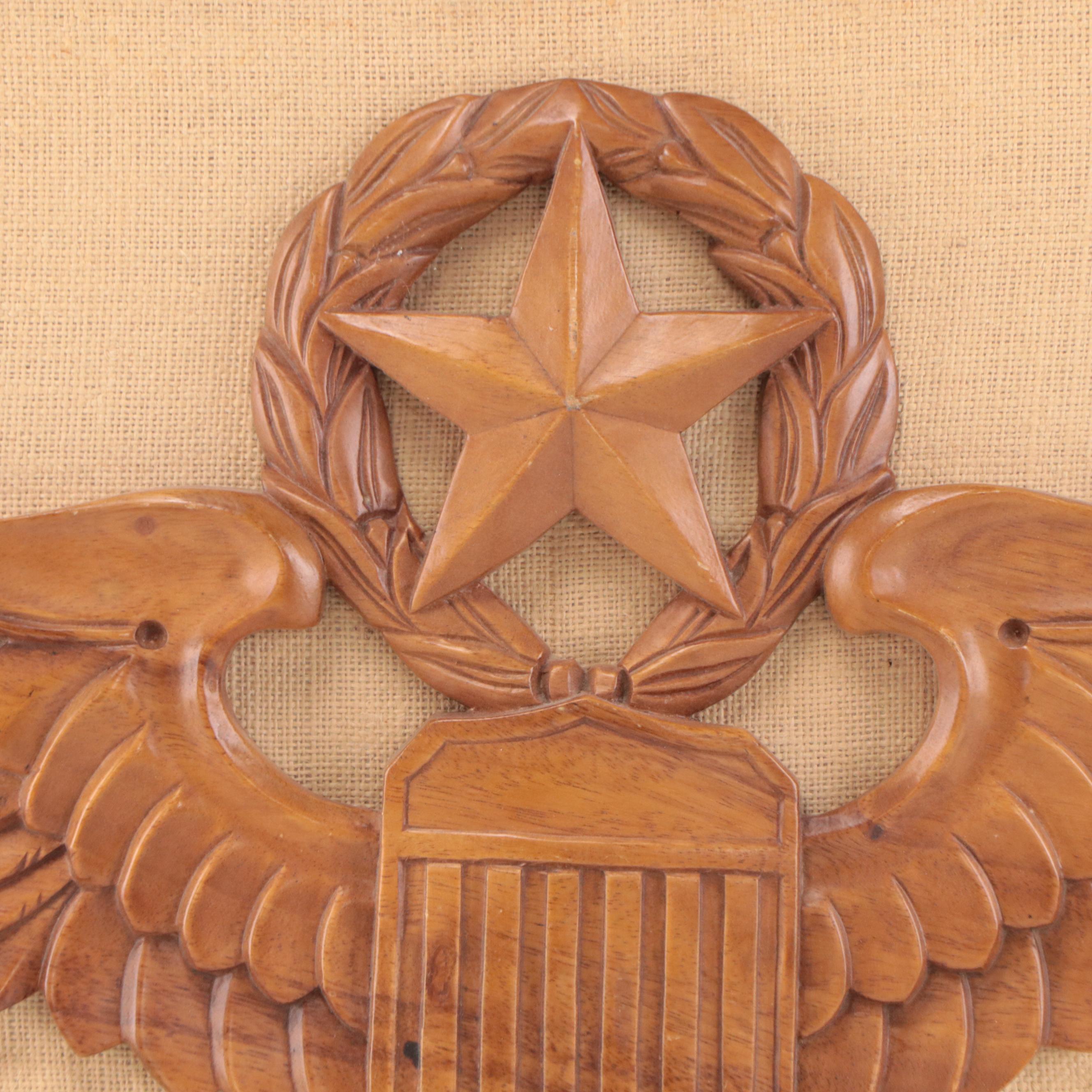 Master Army Aviator Wings Carved Wood Framed Wall Hanging | EBTH