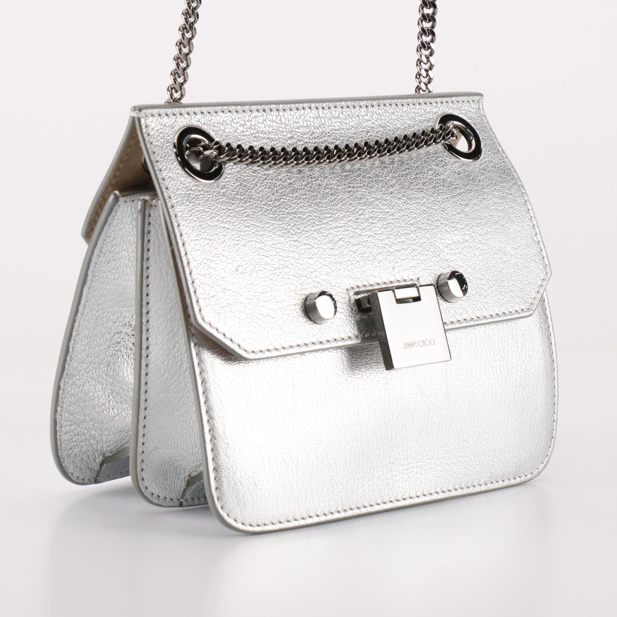 Jimmy Choo Crossbody Bag in Metallic Silver Grain Leather | EBTH