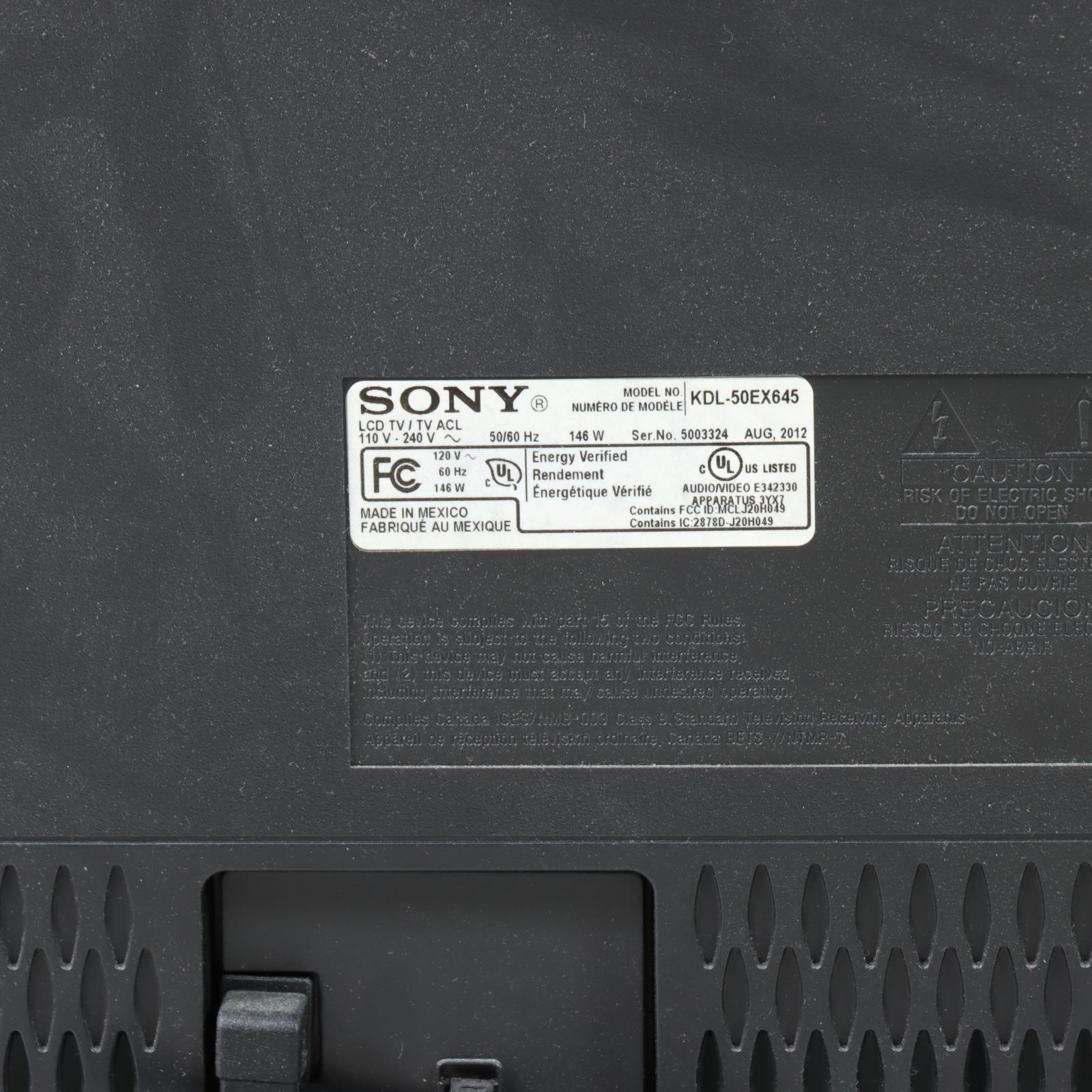 Sony BRAVIA 50" EX645 Ultra Slim 1080p LED Television, 2012 | EBTH