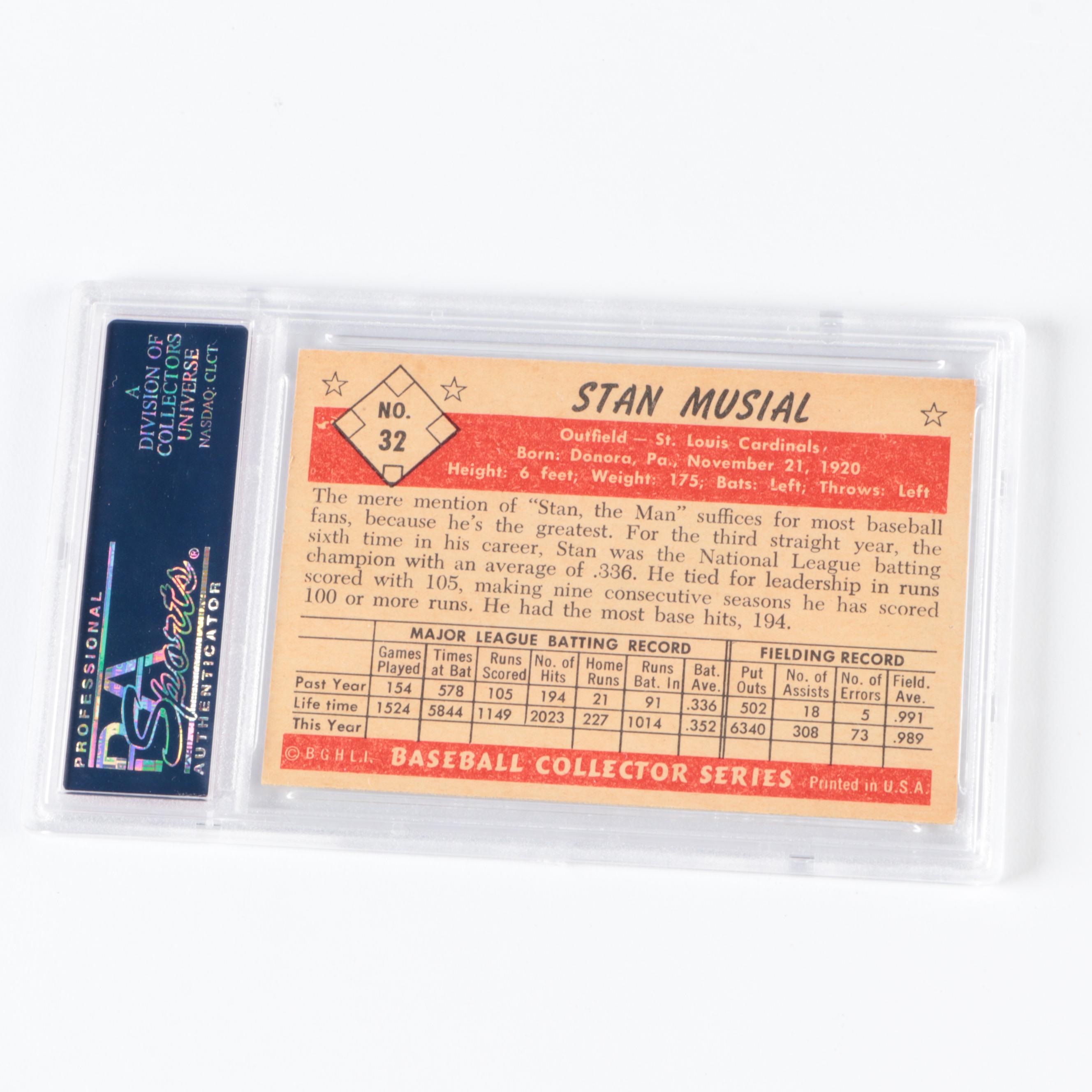 1953 Bowman Color Stan Musial PSA 6 with Mickey Mantle, Yogi Berra and ...