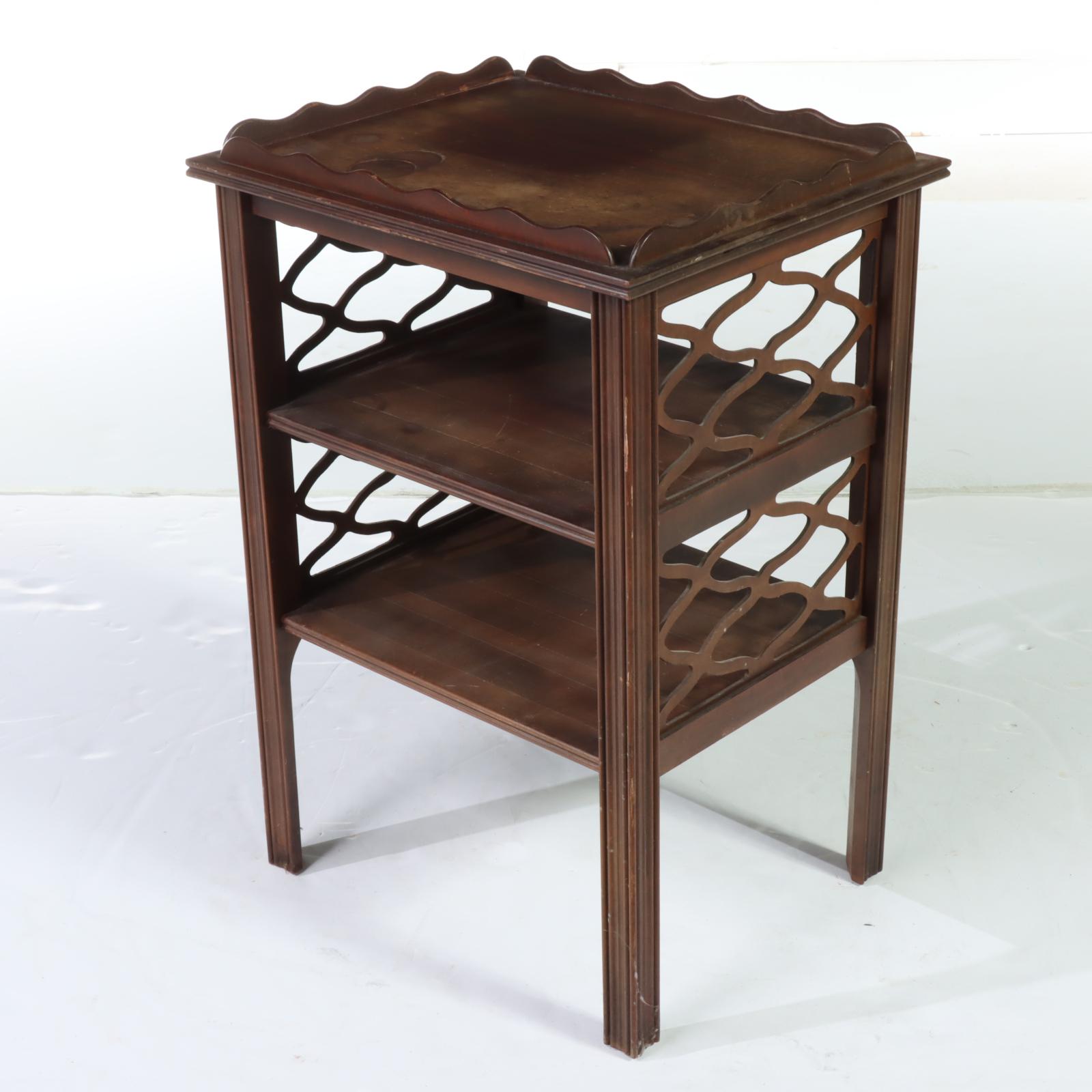 Pair of Frankson Chippendale Style Mahogany Three-Tier Side Tables ...
