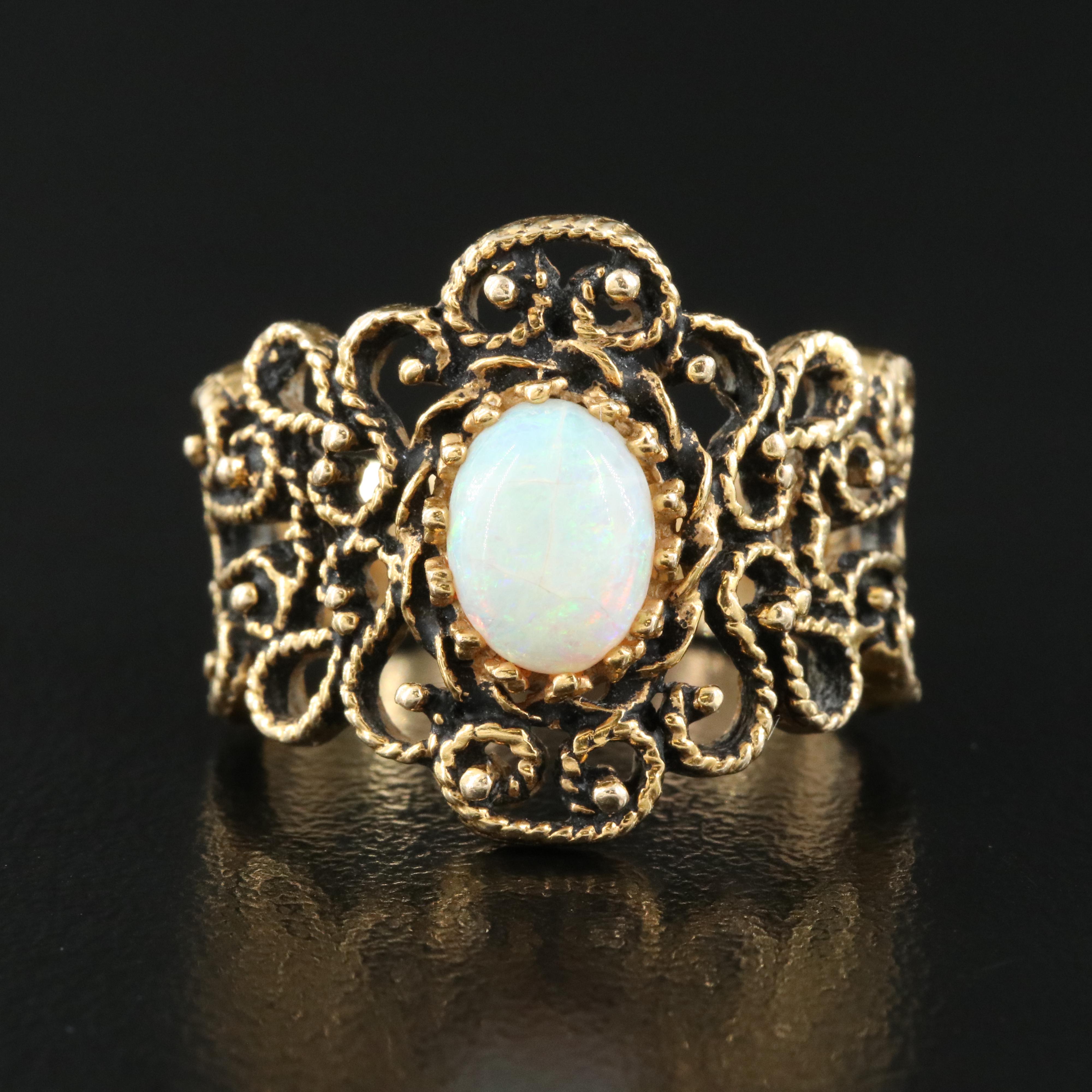 14K Opal Scrollwork Ring | EBTH