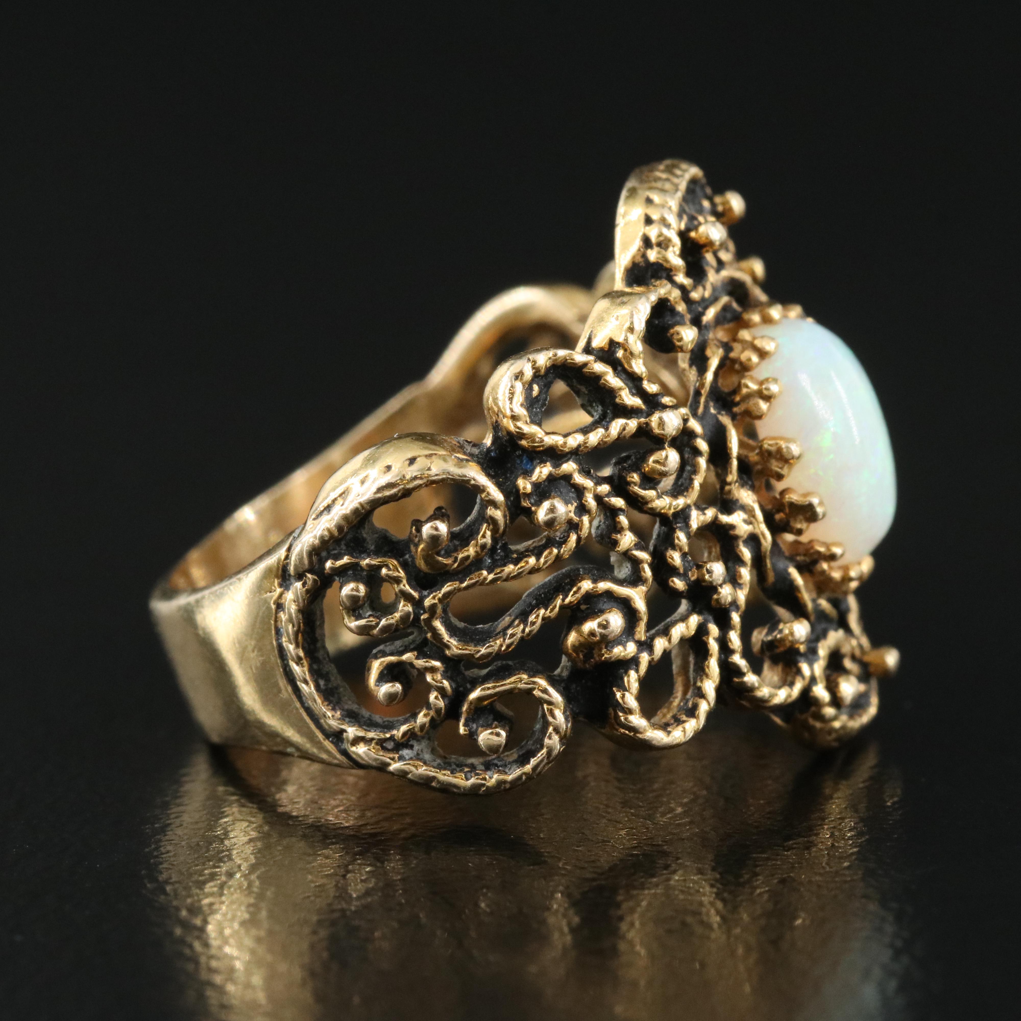 14K Opal Scrollwork Ring | EBTH