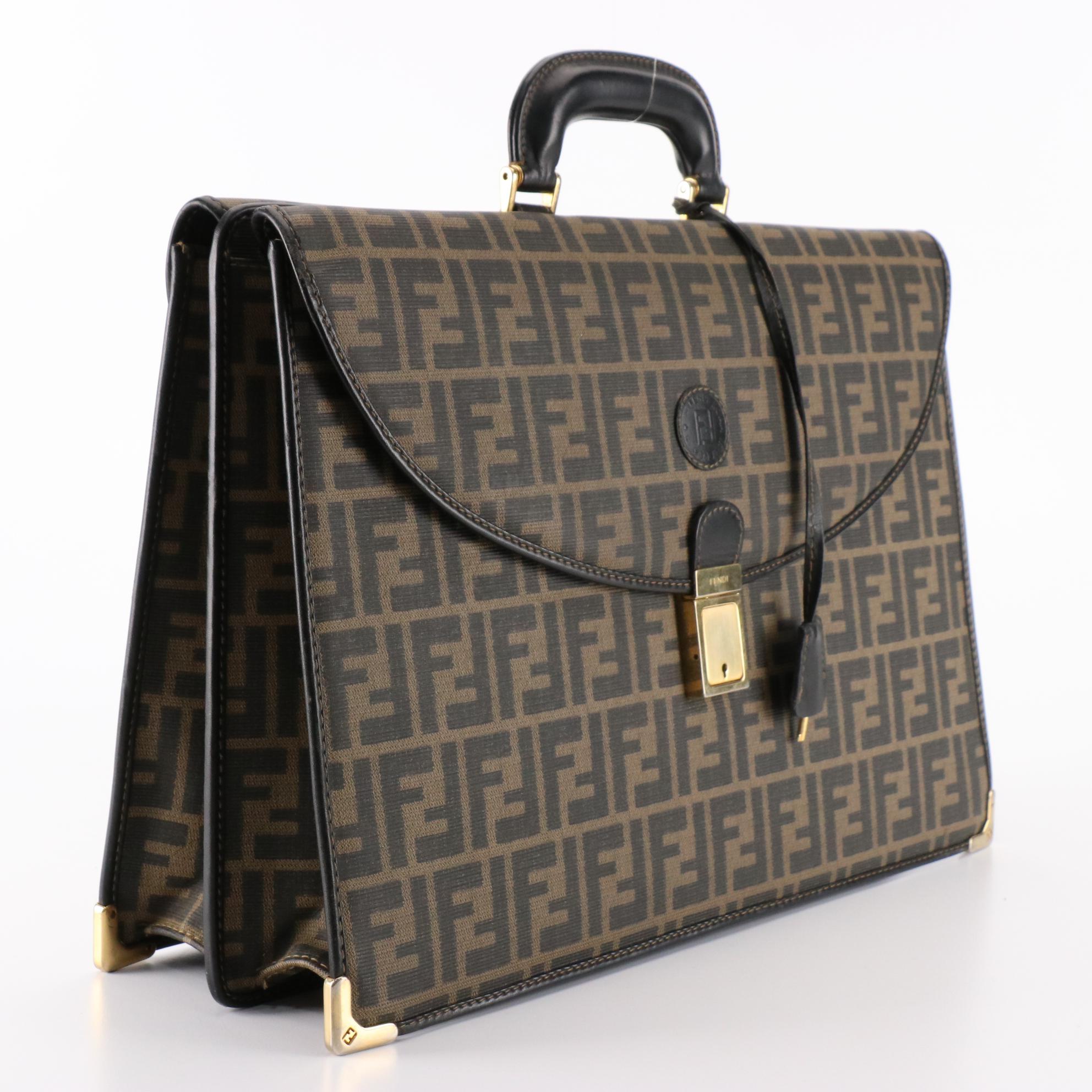 Fendi Double-Sided Locking Accordion Briefcase in Zucca Coated Canvas ...